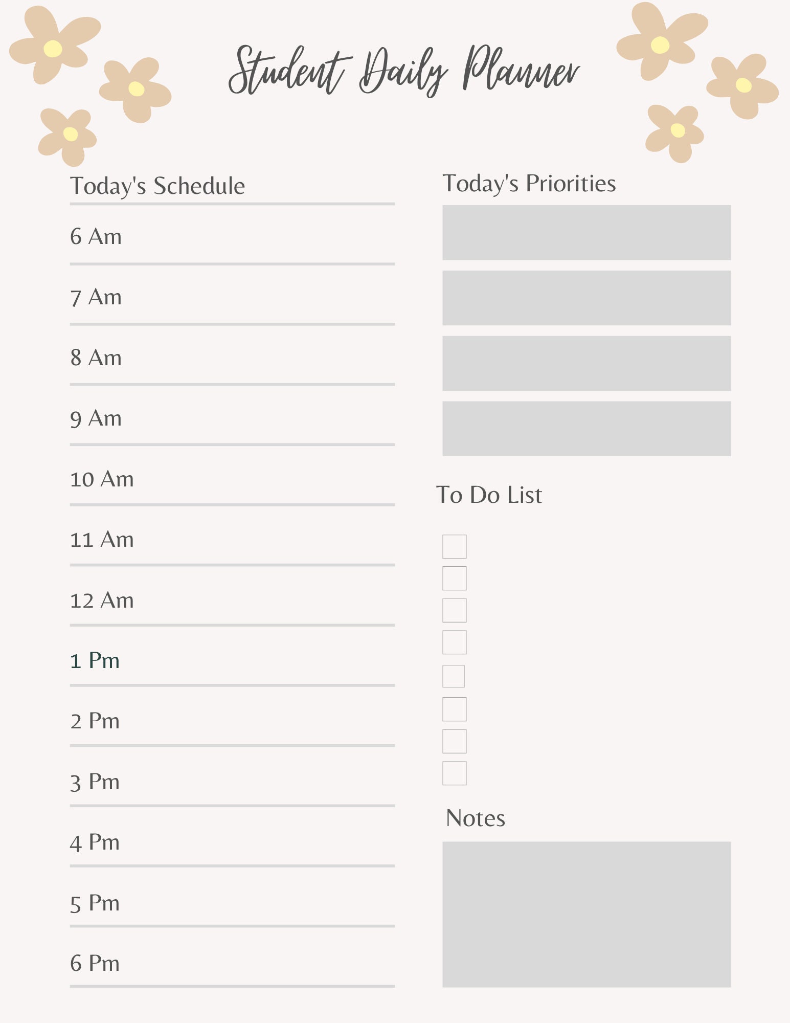 Daily Student Planner/ Planner Printable - Etsy