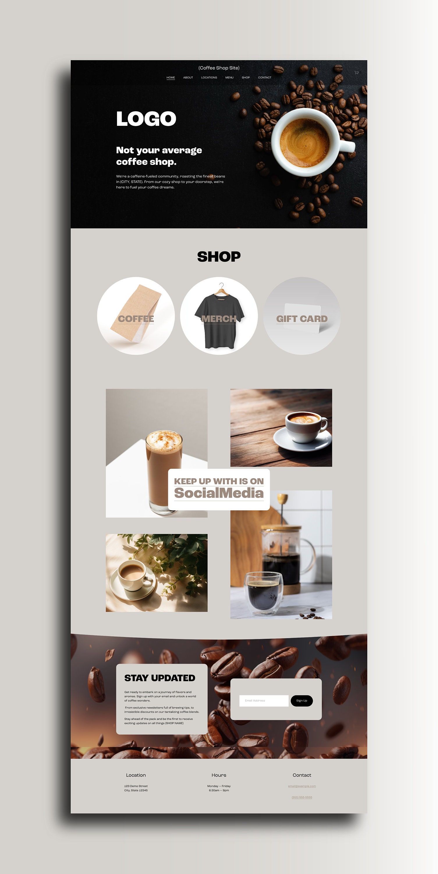 Modern Coffee Shop Website Template Squarespace Theme for Cafes ...