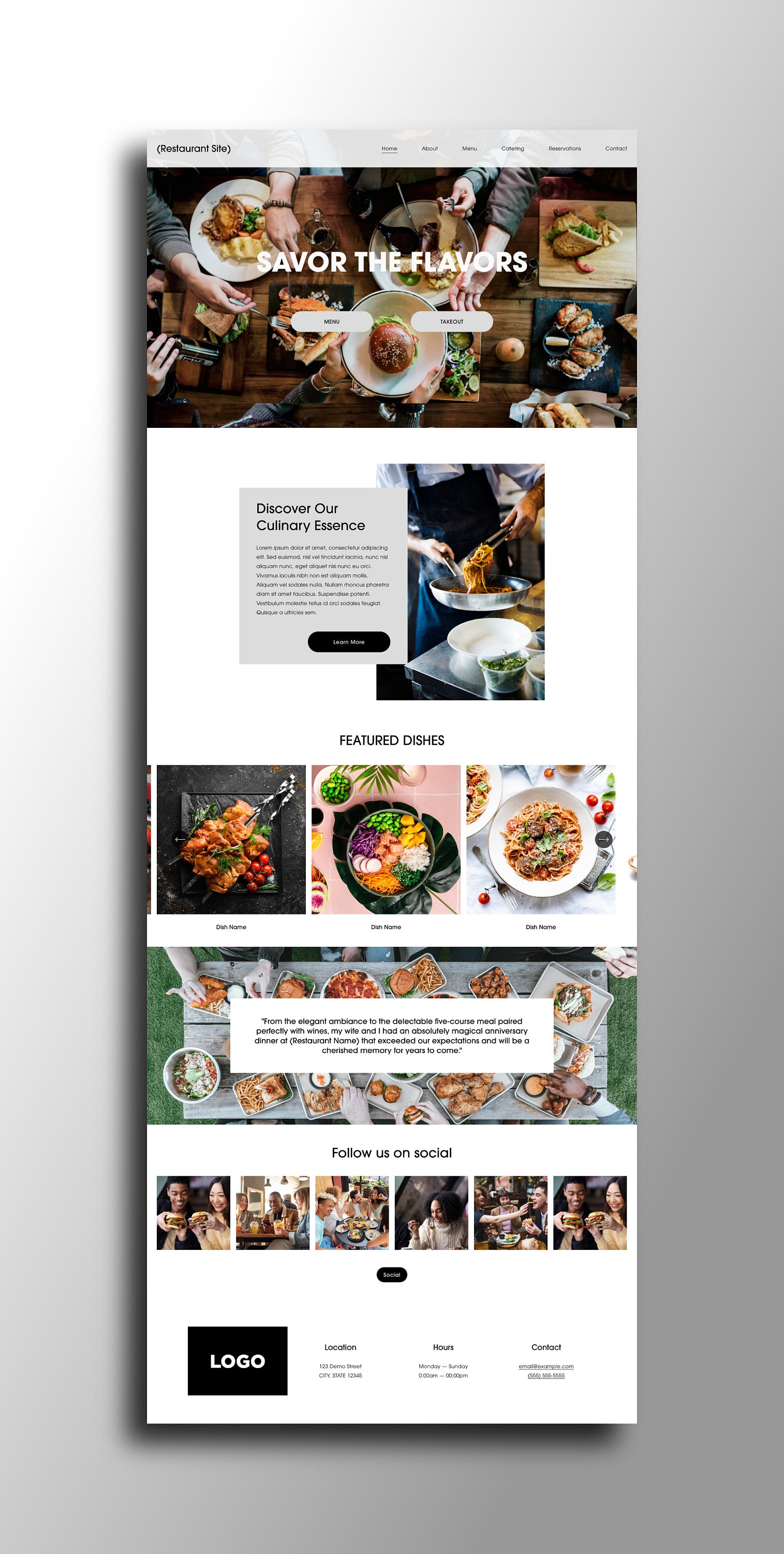 Modern Restaurant Website Template Squarespace Theme for Dining Establishments Online Menu ...