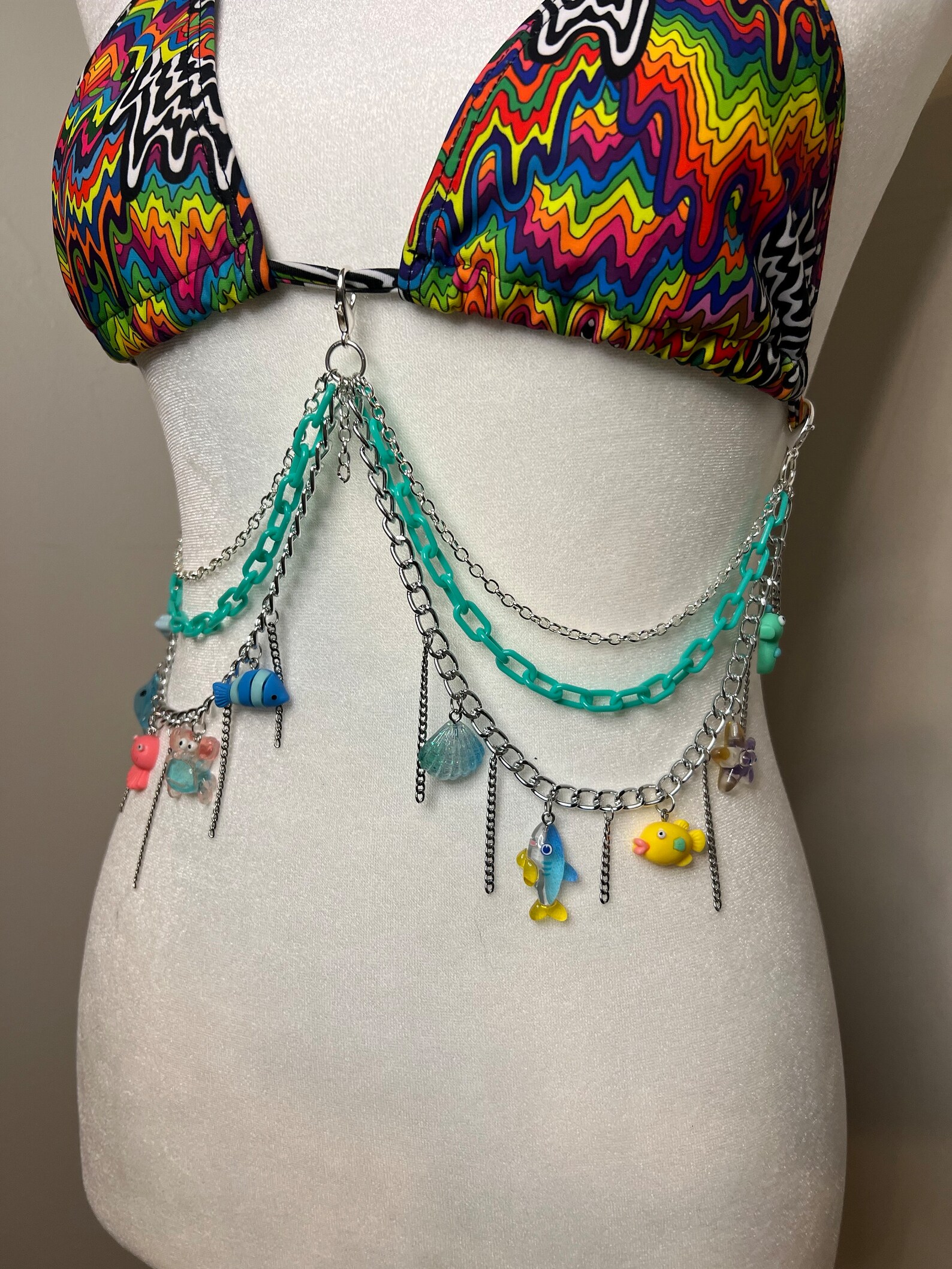 UNDER THE SEA Attachable Chain - Handmade Festival/rave Chain, Rave ...