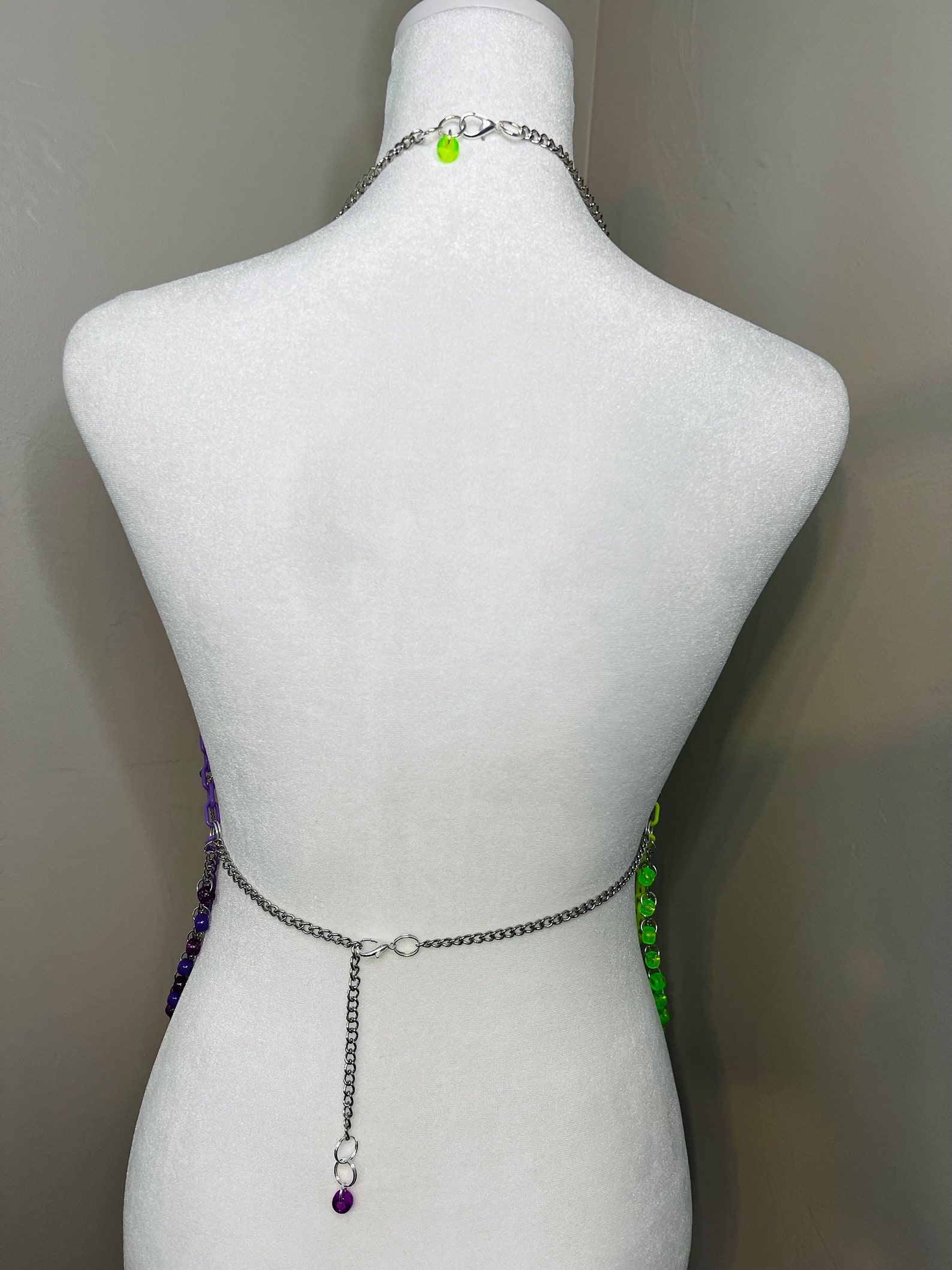 BASS HEAD Handmade Festival/rave Harness, Rave Set, Beaded Top, Charm ...