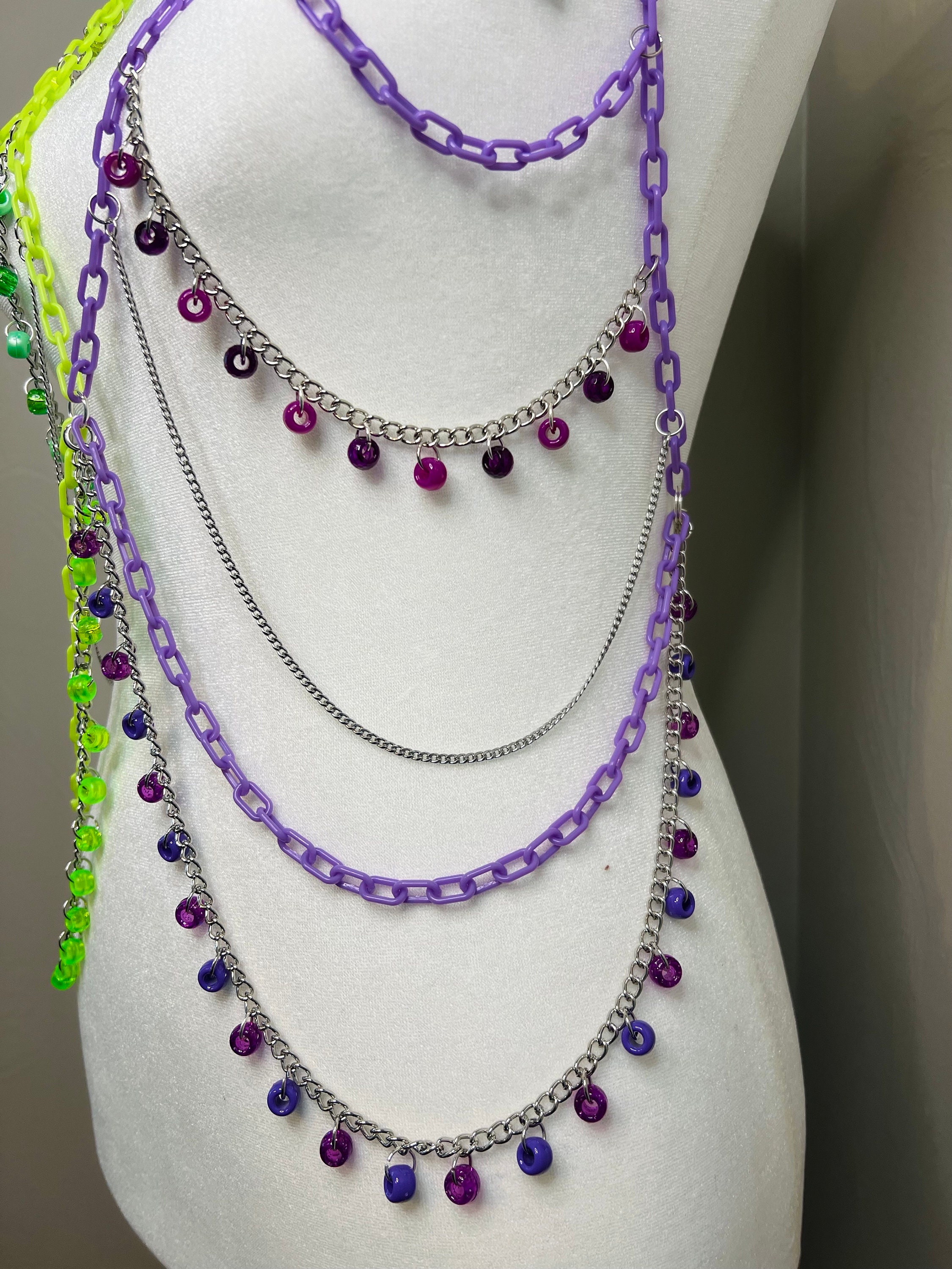 BASS HEAD Handmade Festival/rave Harness, Rave Set, Beaded Top, Charm ...