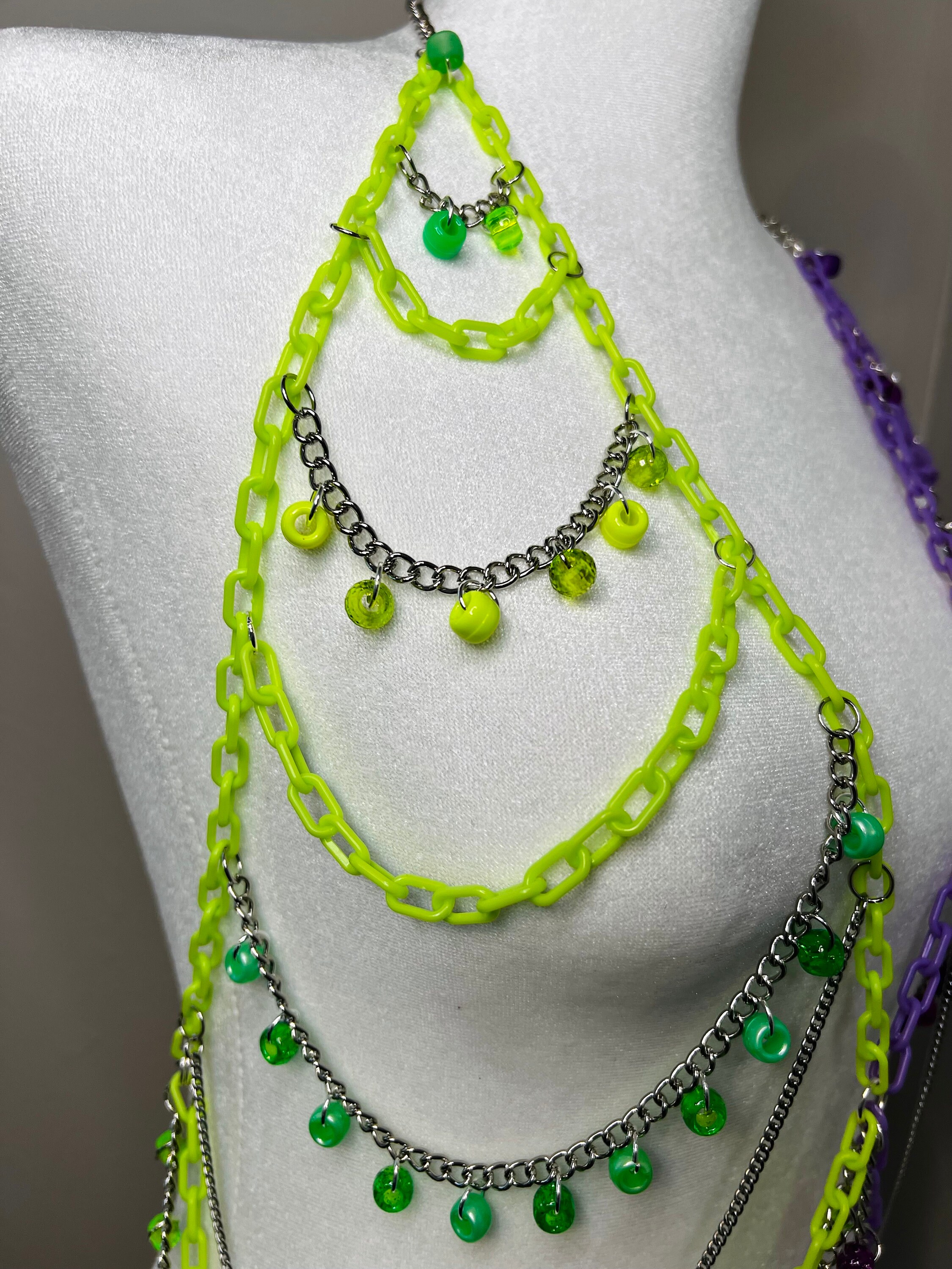 BASS HEAD Handmade Festival/rave Harness, Rave Set, Beaded Top, Charm ...