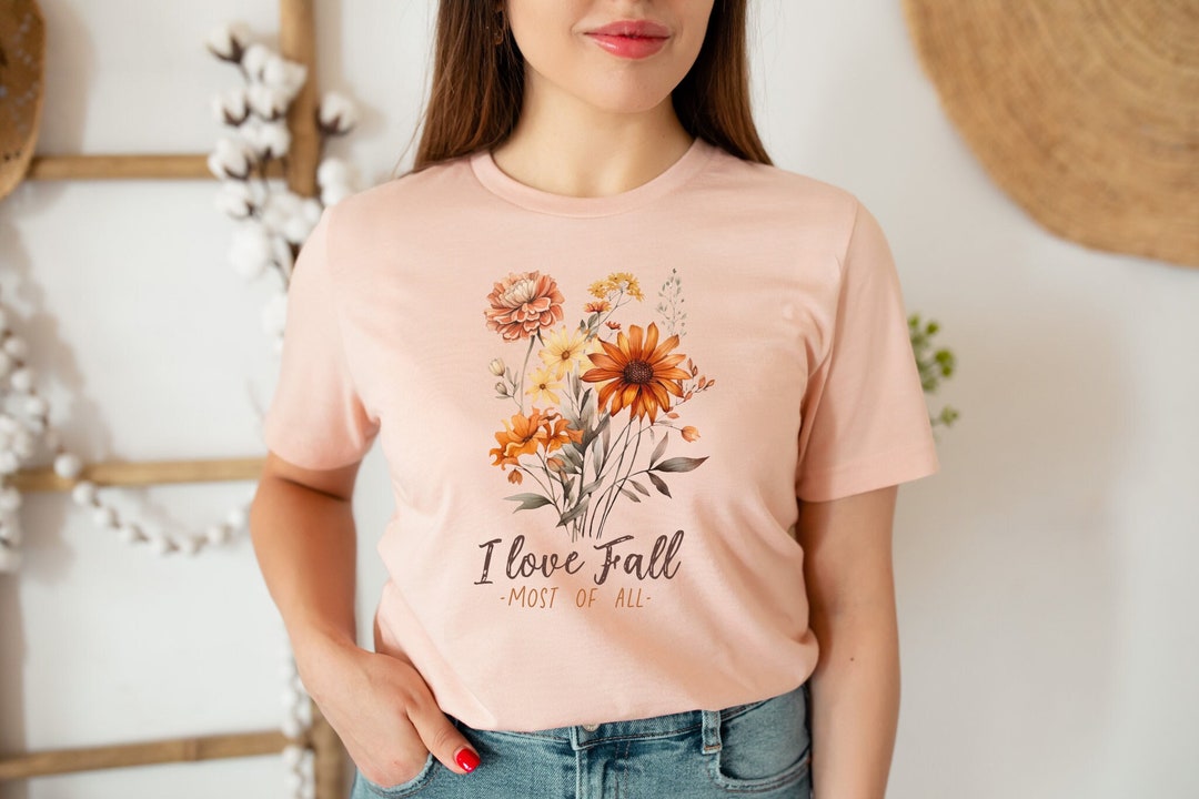 I Love Fall Most of All Autumn Leaves Shirt Botanical Tee - Etsy España