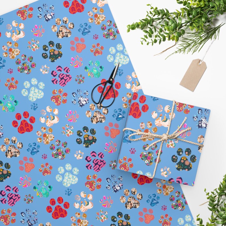 Rainbow Paw Print Wrapping Paper, Color Wrapping Paper, Gift for Animal ...