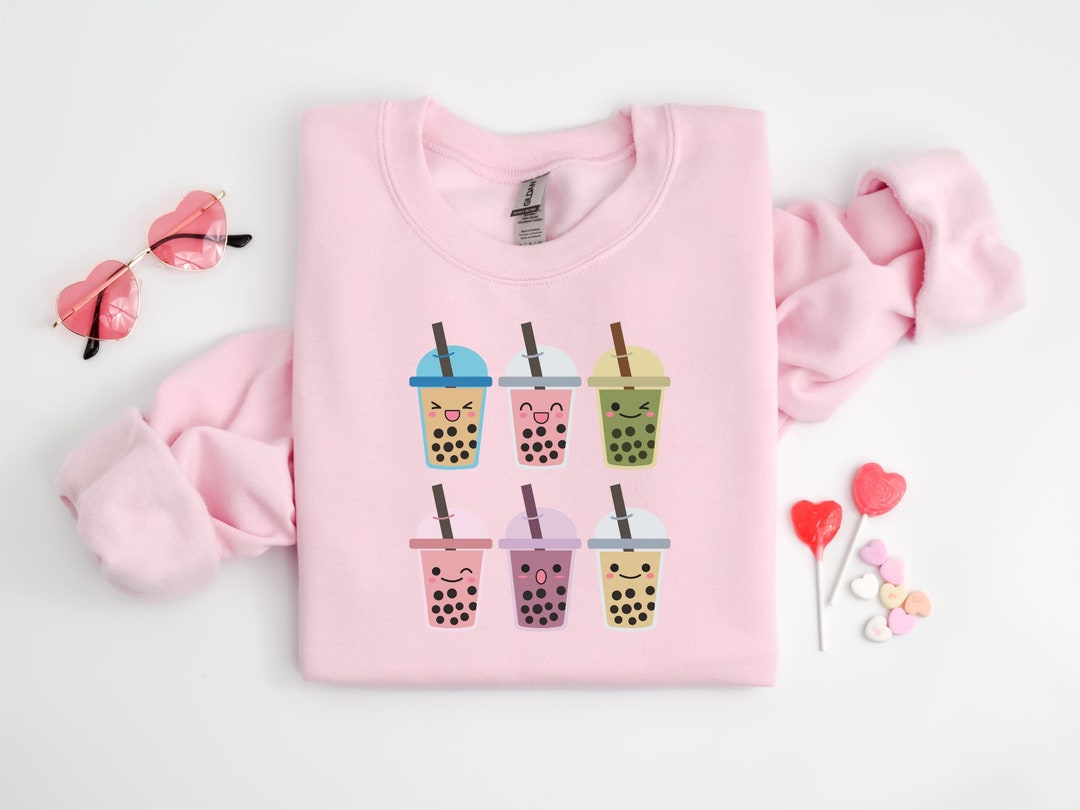 Kawaii Boba Tea Sweatshirt, Cute Boba Tea Sweatshirt, Boba Sweatshirt ...