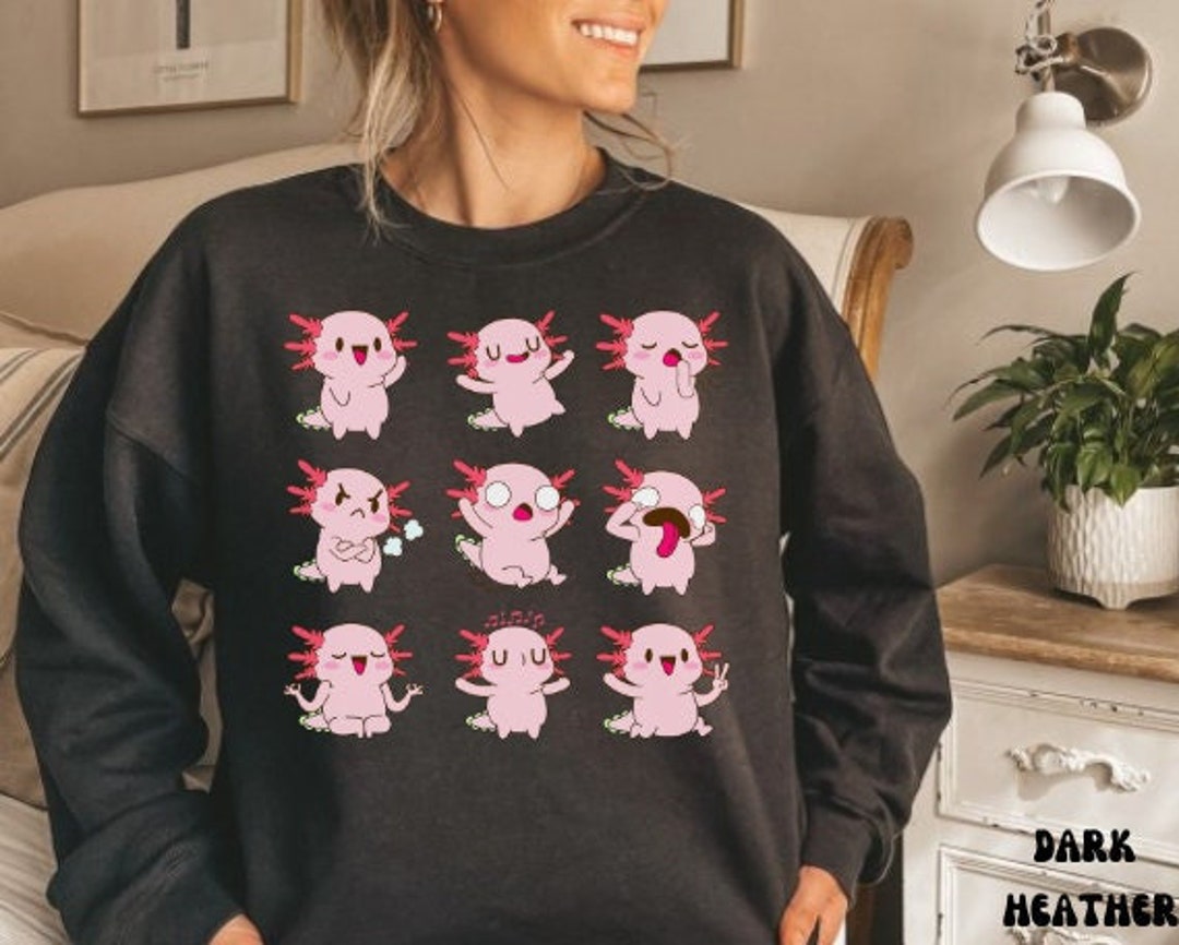 Axolotl Sweatshirt, Funny Axolotl Sweatshirt, Kawaii Axolotl Sweatshirt ...