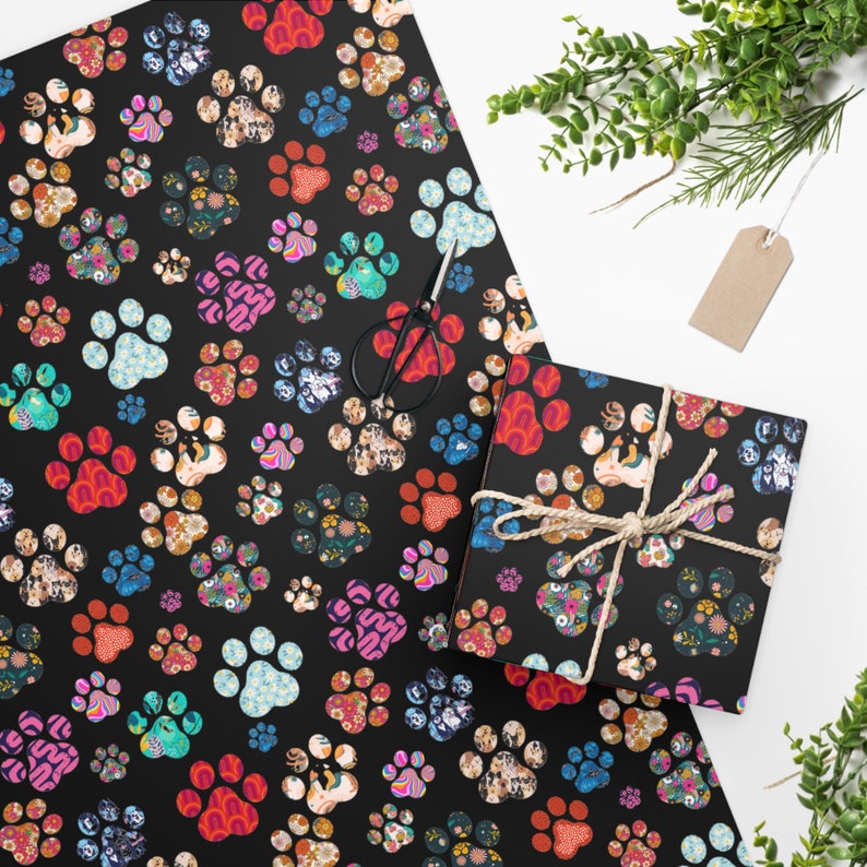 Rainbow Paw Print Wrapping Paper, Color Wrapping Paper, Gift for Animal ...