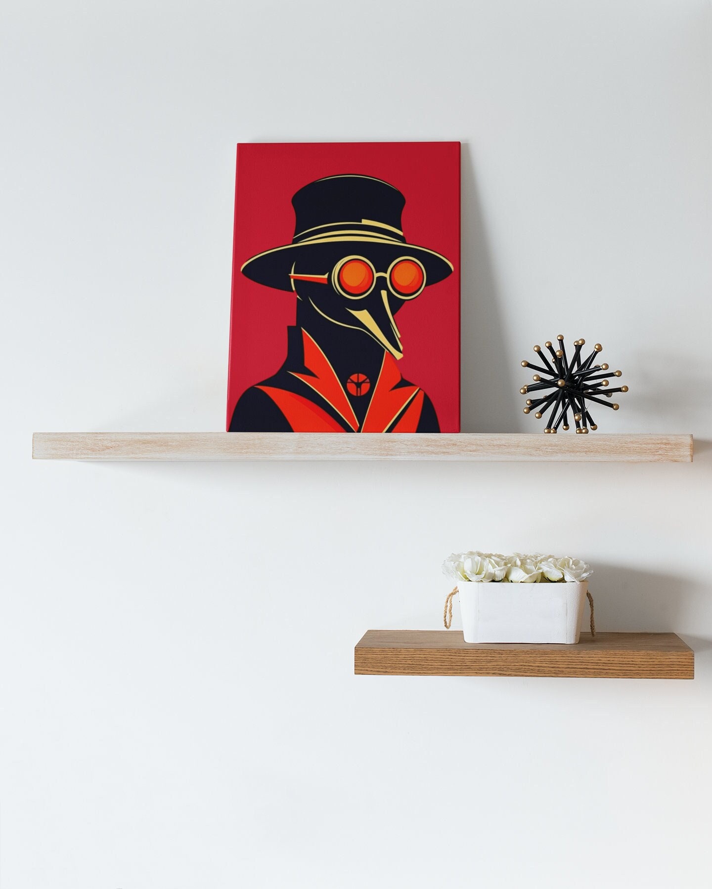 Plague Doctor Wall Art, Canvas Gallery Wraps, Art Deco Aesthetic, Black ...
