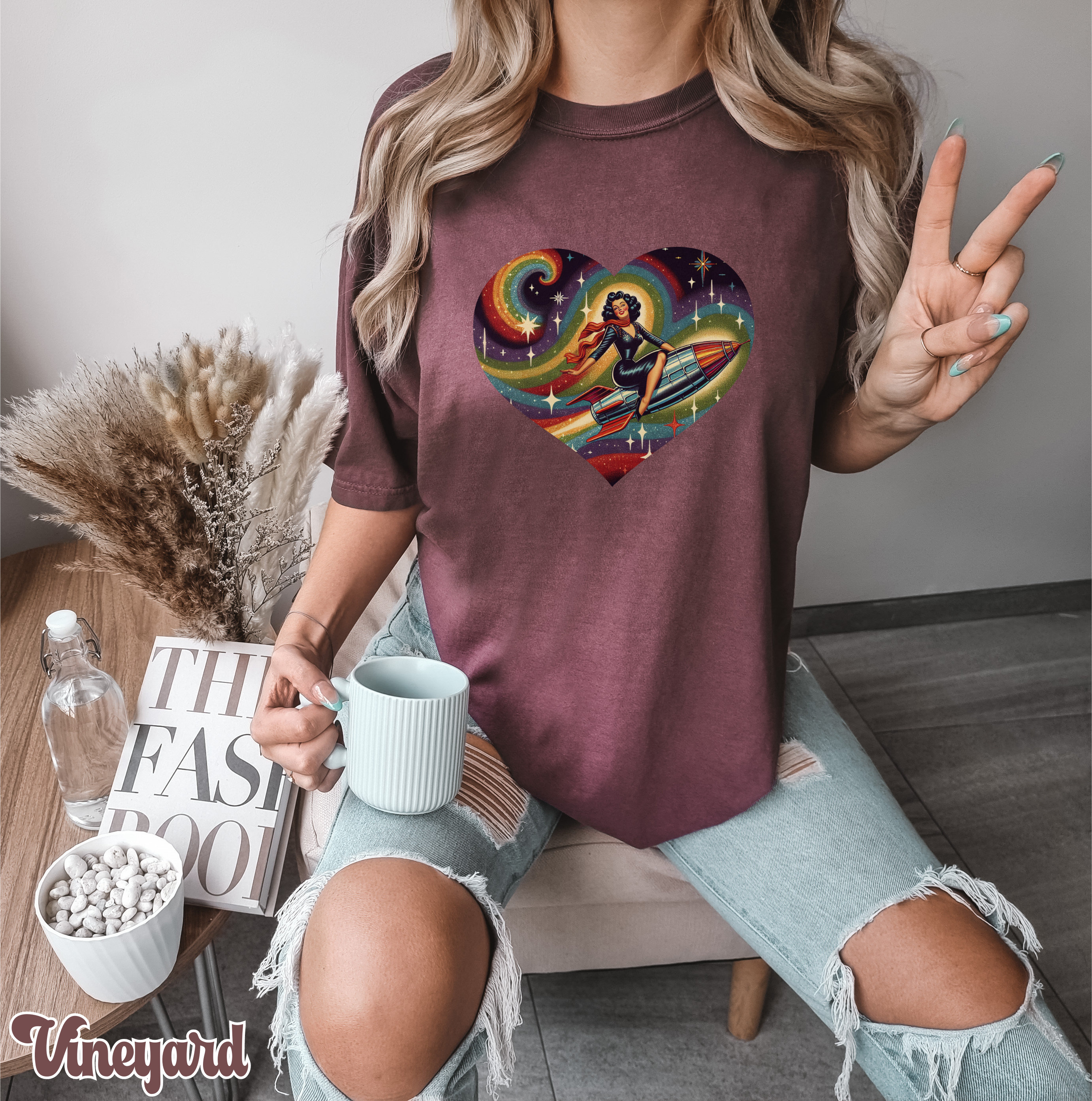 Retro Rocket Pinup Girl Shirt, 1950s Pin up Model, Sexy Space Cowgirl ...