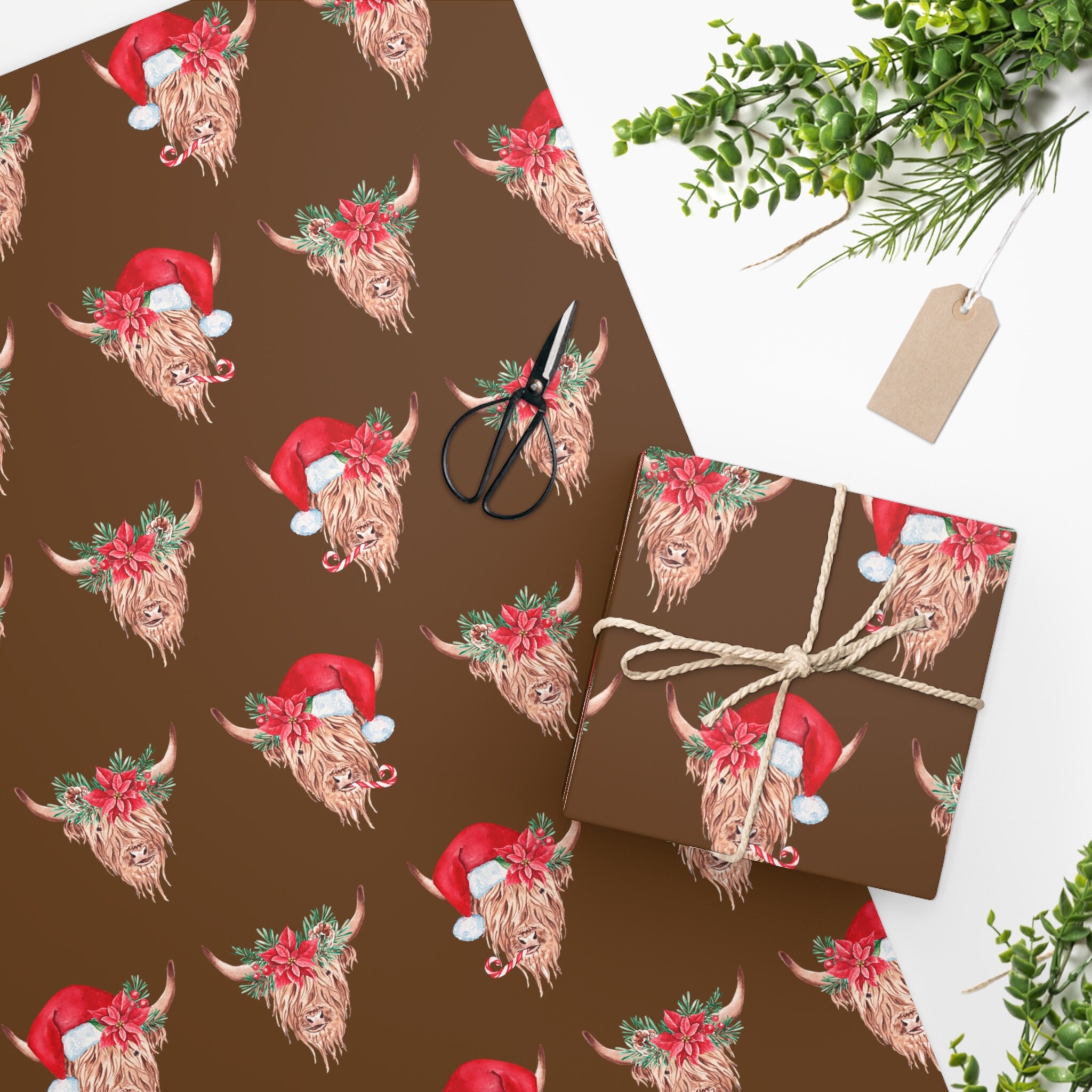 Western Christmas Wrapping Paper, Highland Cow Wrapping Paper ...