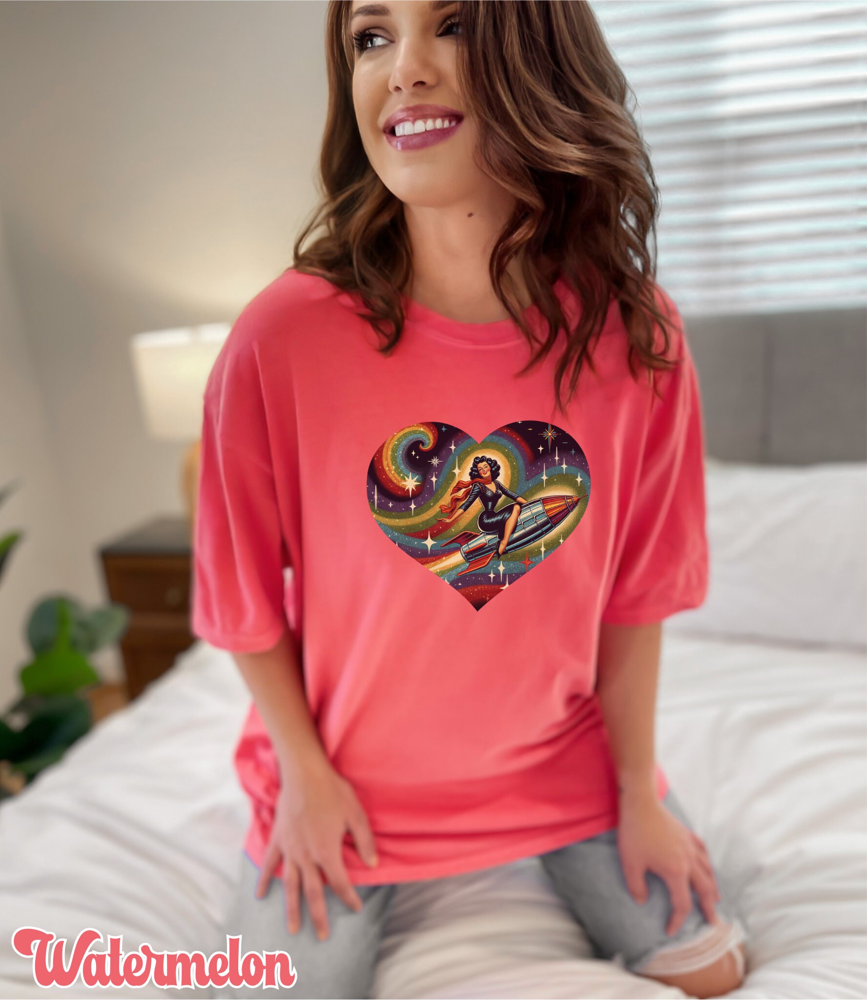 Retro Rocket Pinup Girl Shirt, 1950s Pin up Model, Sexy Space Cowgirl ...