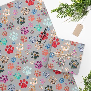 Rainbow Paw Print Wrapping Paper, Color Wrapping Paper, Gift for Animal ...