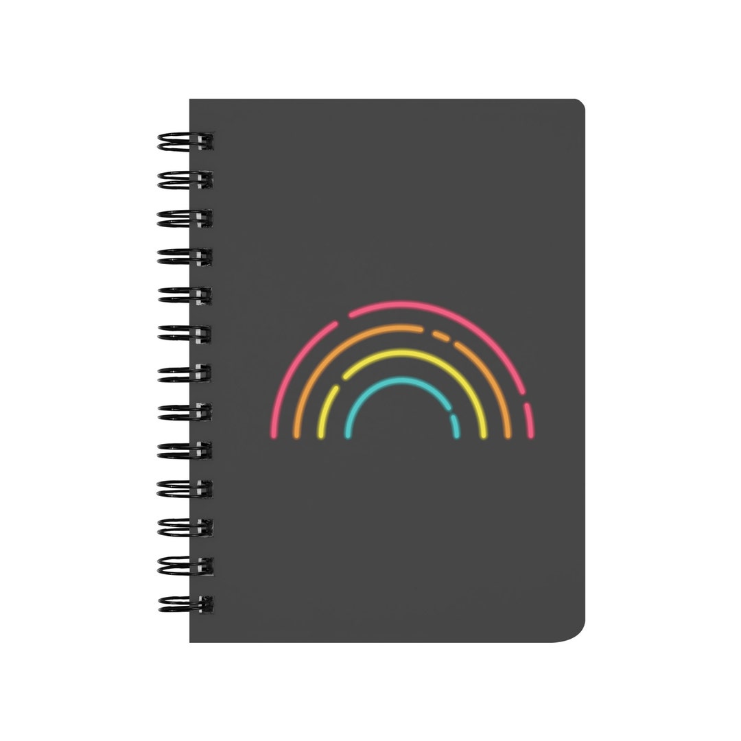 Neon Rainbow (black) Spiralbound Notebook | Rainbow Journal | Rainbow ...