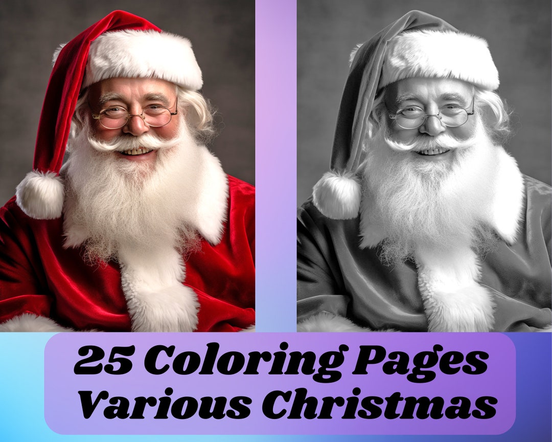 Christmas 25 Coloring Pages for Adult Coloring Grayscale Coloring Book ...