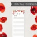 Watercolor Flowered to Do List, Red Flowers and Fruit, Digital Download ...