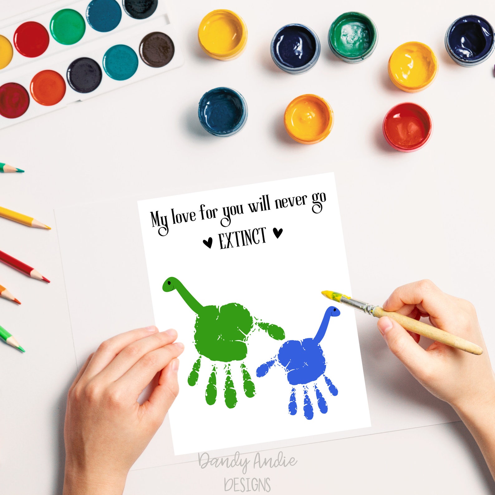 Dinosaur Handprint Art Printable Craft Template Mother's Day Father's ...
