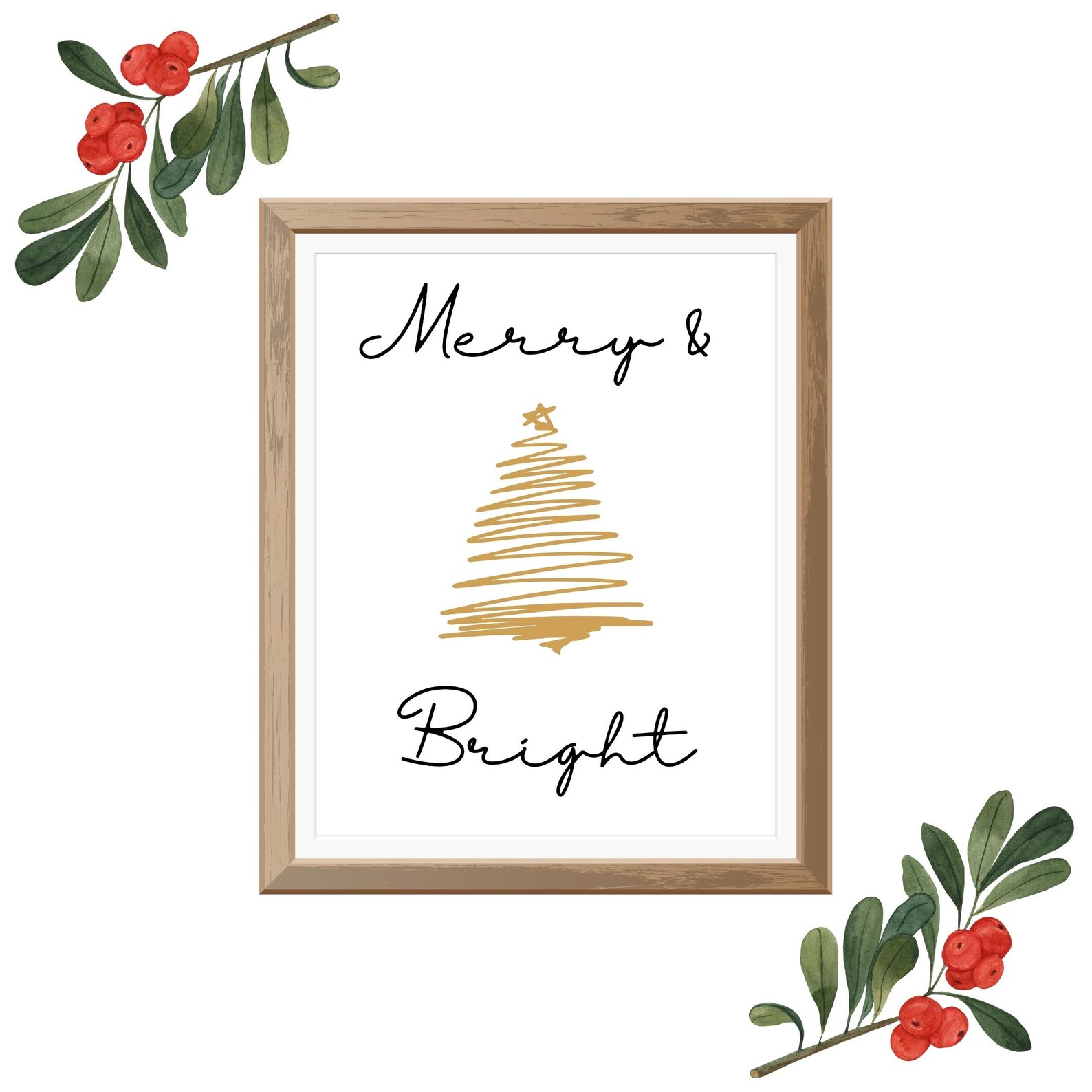 Merry and Bright Wall Art Christmas Tree Holiday Decor - Etsy