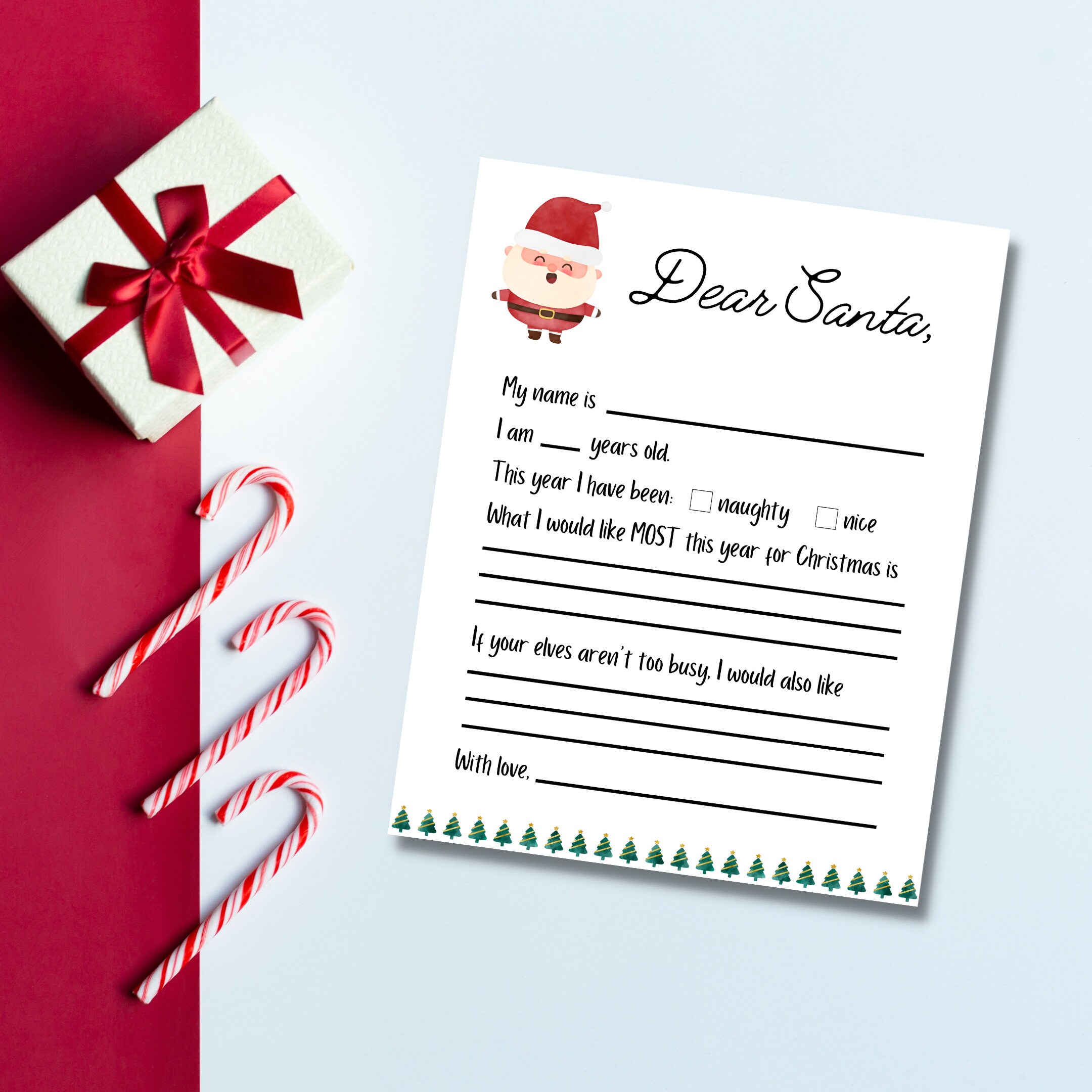 Dear Santa Letter Printable, Personalized Template, Christmas Activity ...