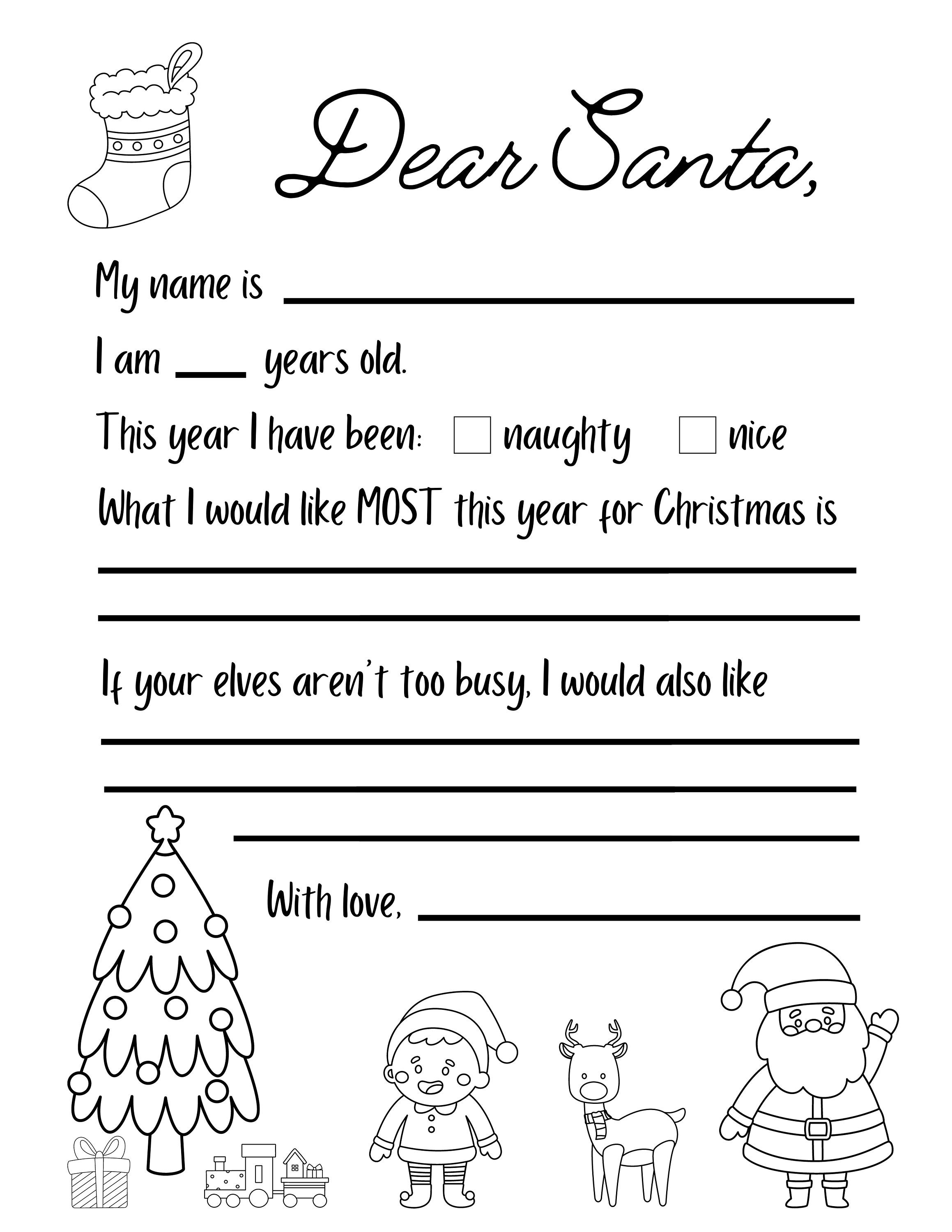 Dear Santa Letter Printable, Personalized Template, Christmas Activity ...