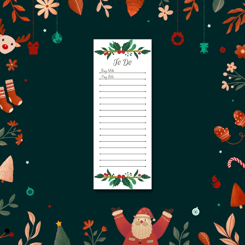 Holiday Themed to Do List, Christmas Organization, Digital Download ...