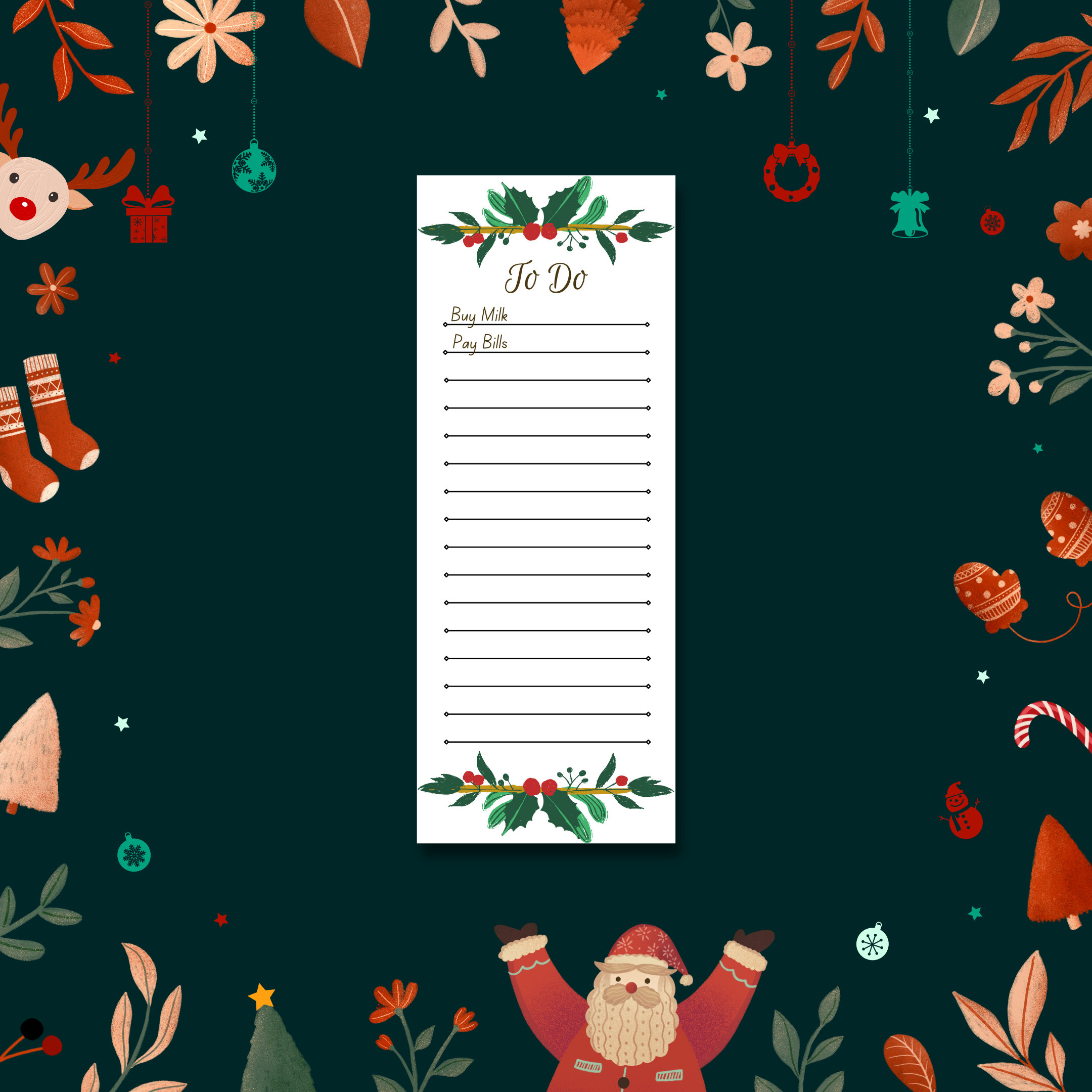 Holiday Themed to Do List, Christmas Organization, Digital Download ...