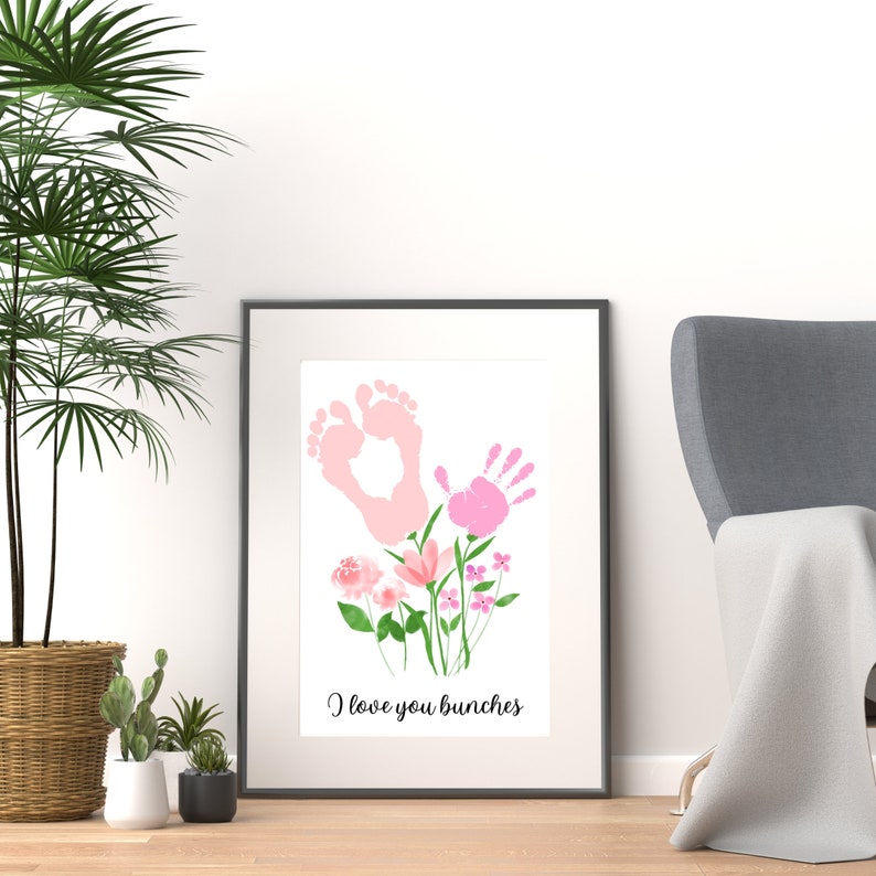 I Love You Bunches Hand Footprint Art | Flower Bouquet Printable Craft ...