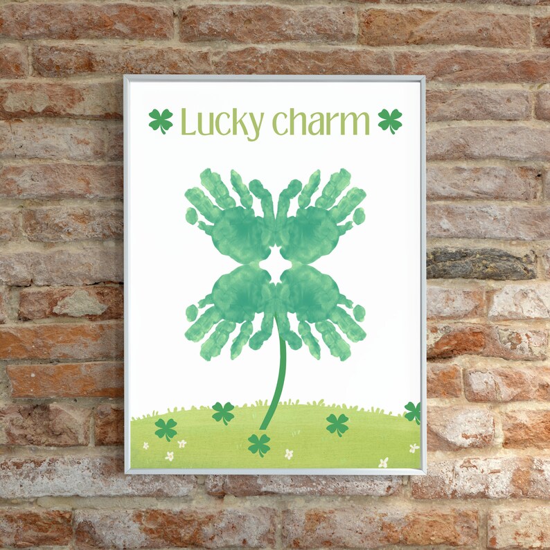Lucky Charm Handprint Shamrock Art St. Patrick's Day Printable Craft ...