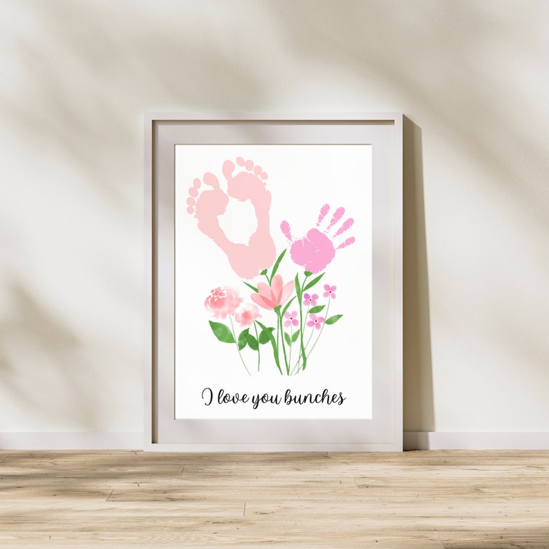 I Love You Bunches Hand Footprint Art | Flower Bouquet Printable Craft ...