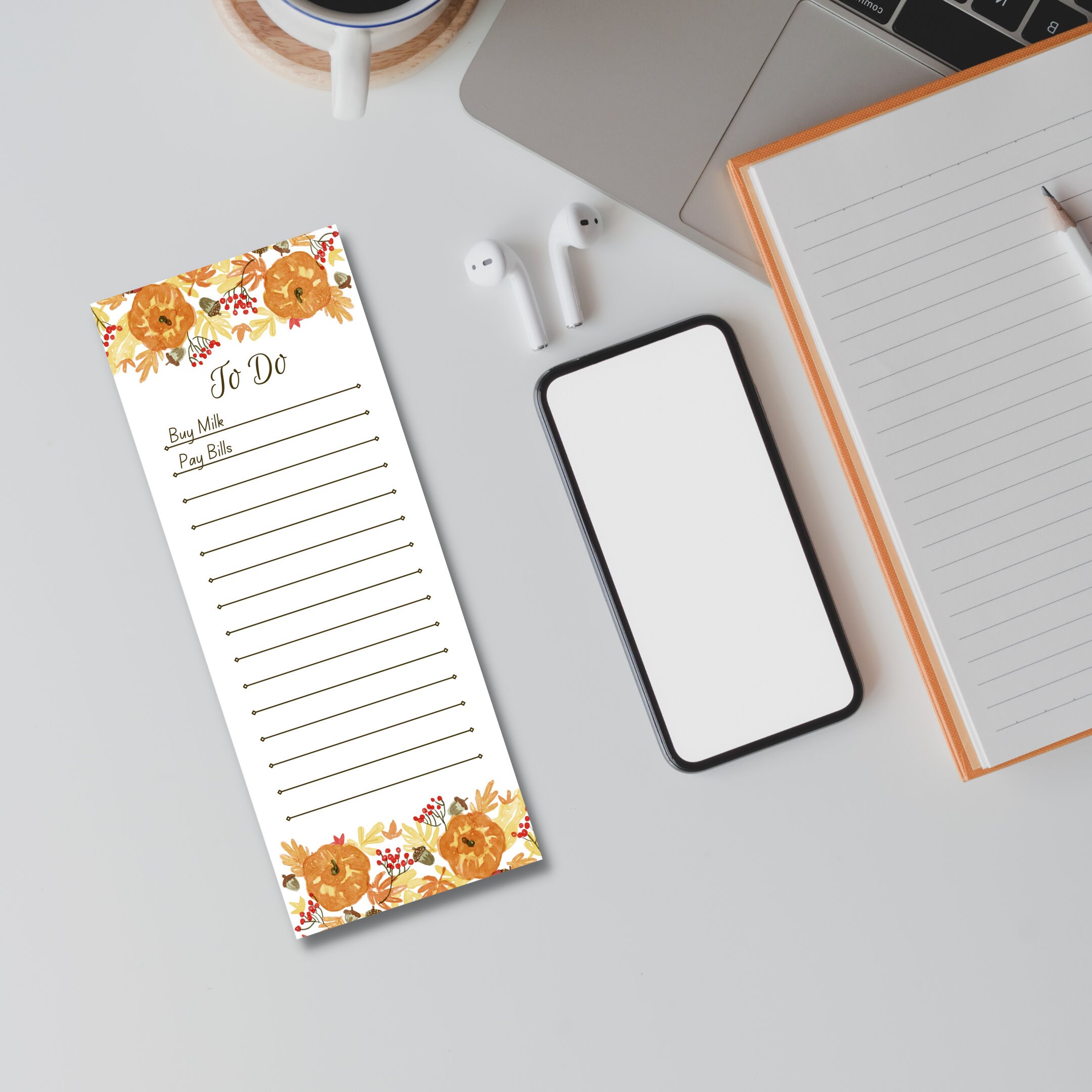 Fall Themed to Do List, Pumpkin and Leaves, Digital Download, Printable ...