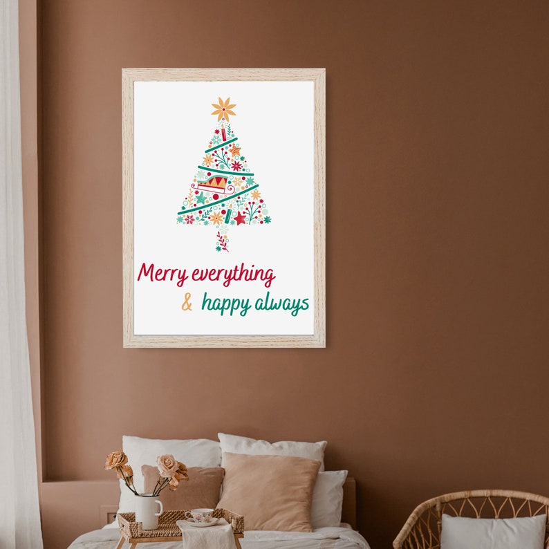 Merry Everything Christmas Tree Wall Art Holiday Decor - Etsy