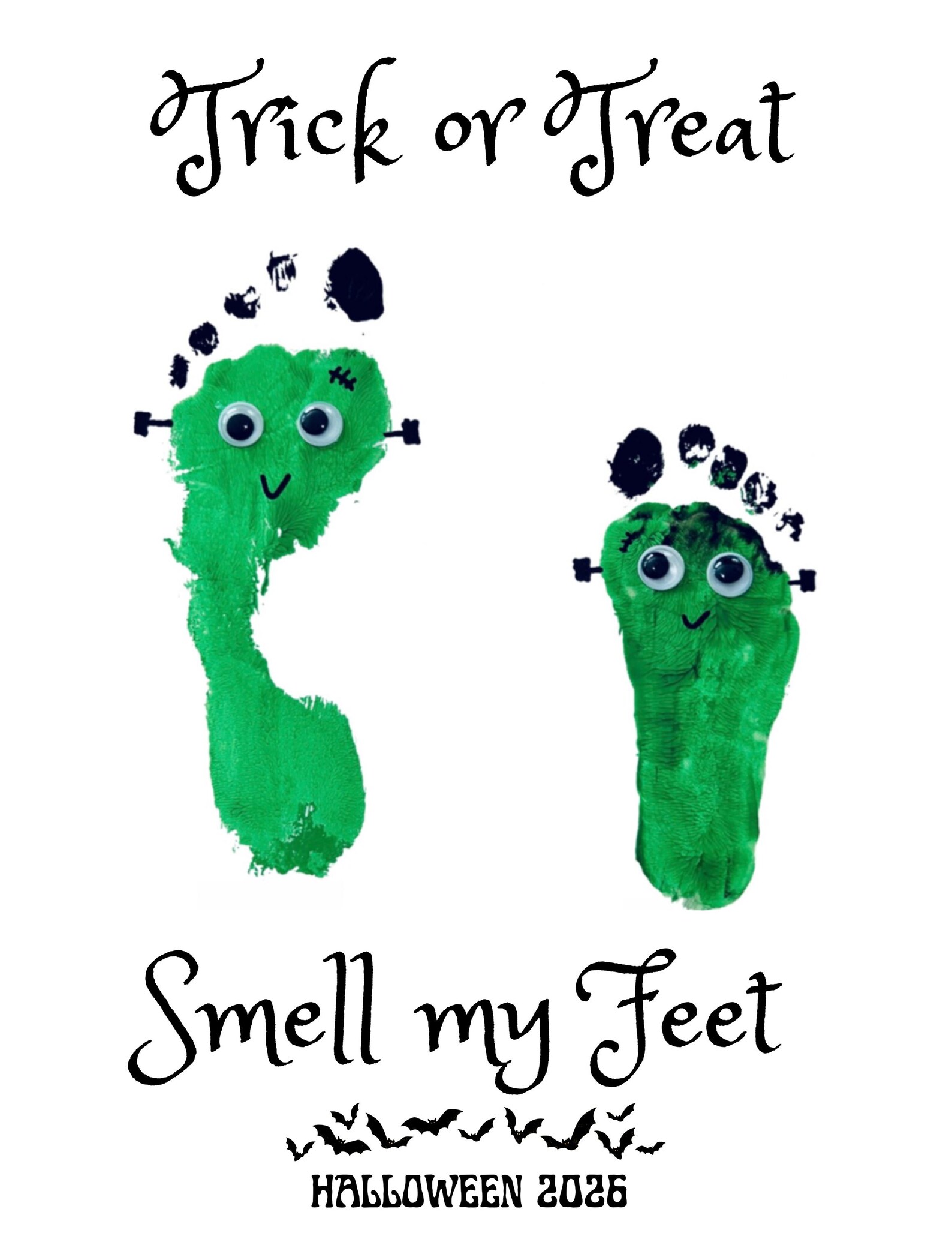 Halloween Footprint Art, Trick or Treat Smell My Feet Footprint Craft ...
