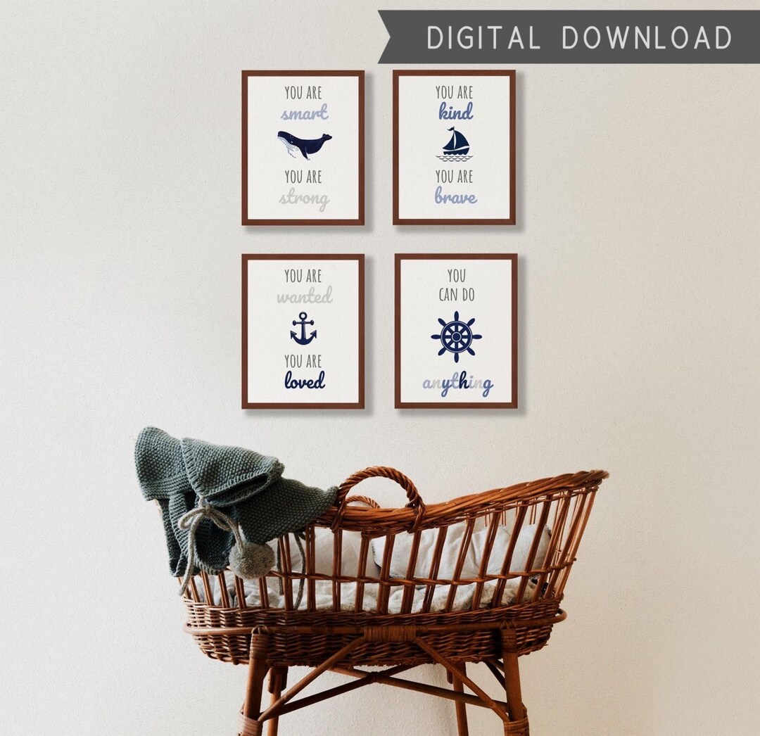 Nautical Affirmations Wall Art, Digital Download, Blue, Nautical ...