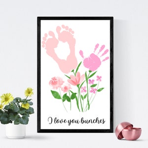I Love You Bunches Hand Footprint Art | Flower Bouquet Printable Craft ...