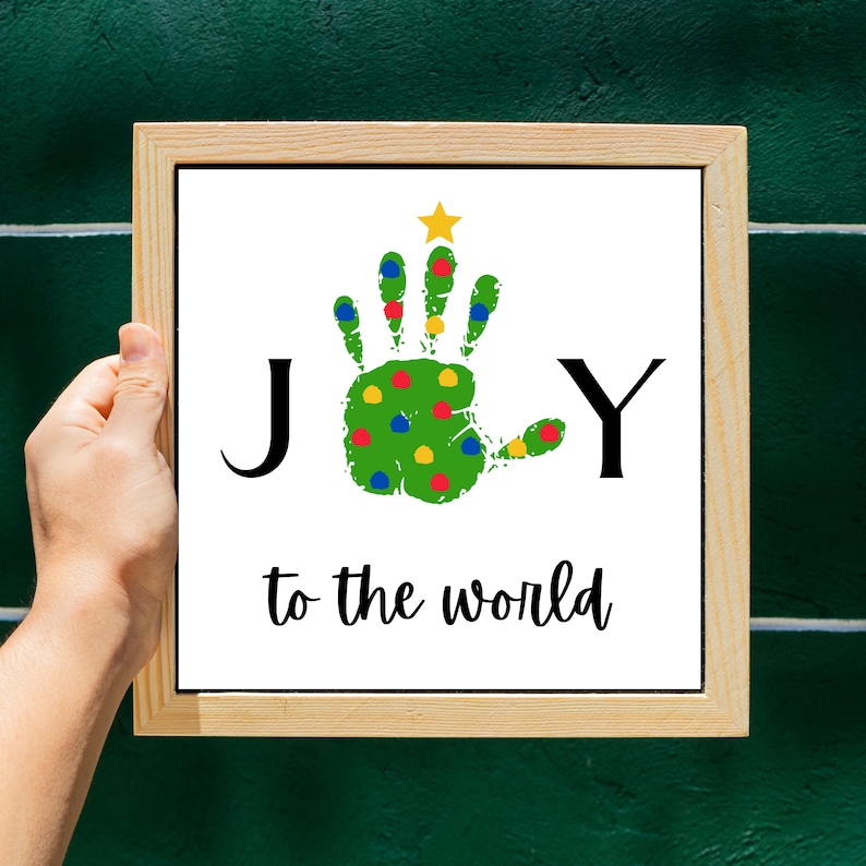Christmas Handprint Art, Joy to the World Craft, DIY Keepsake, Kids ...