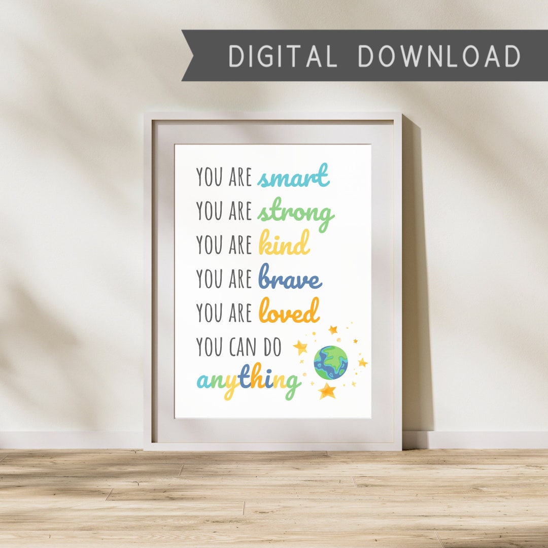 Space Themed Affirmations Wall Art, Digital Download, Space Nursery ...