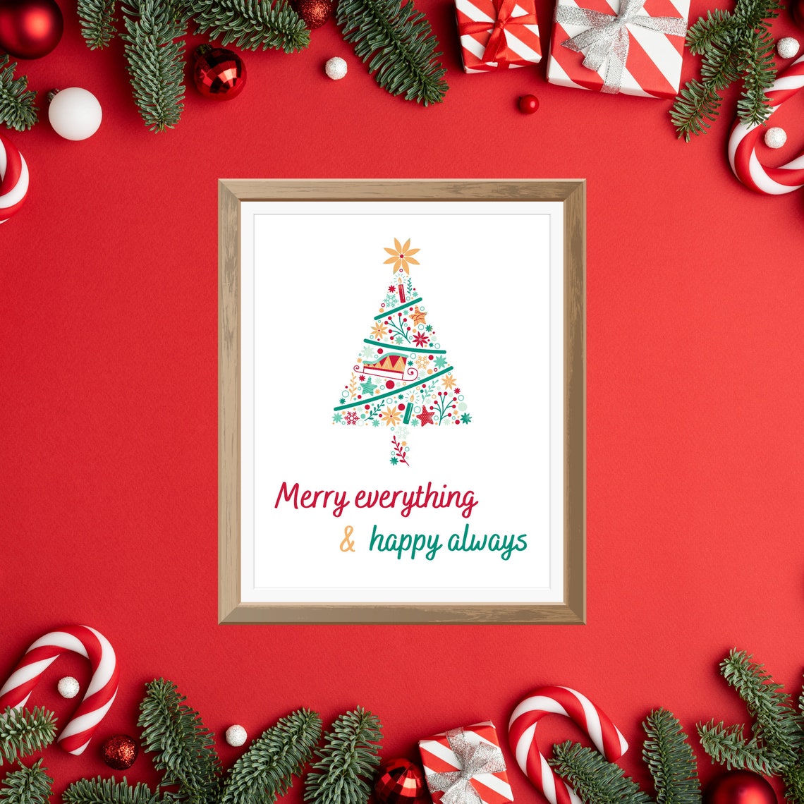 Merry Everything Christmas Tree Wall Art Holiday Decor - Etsy