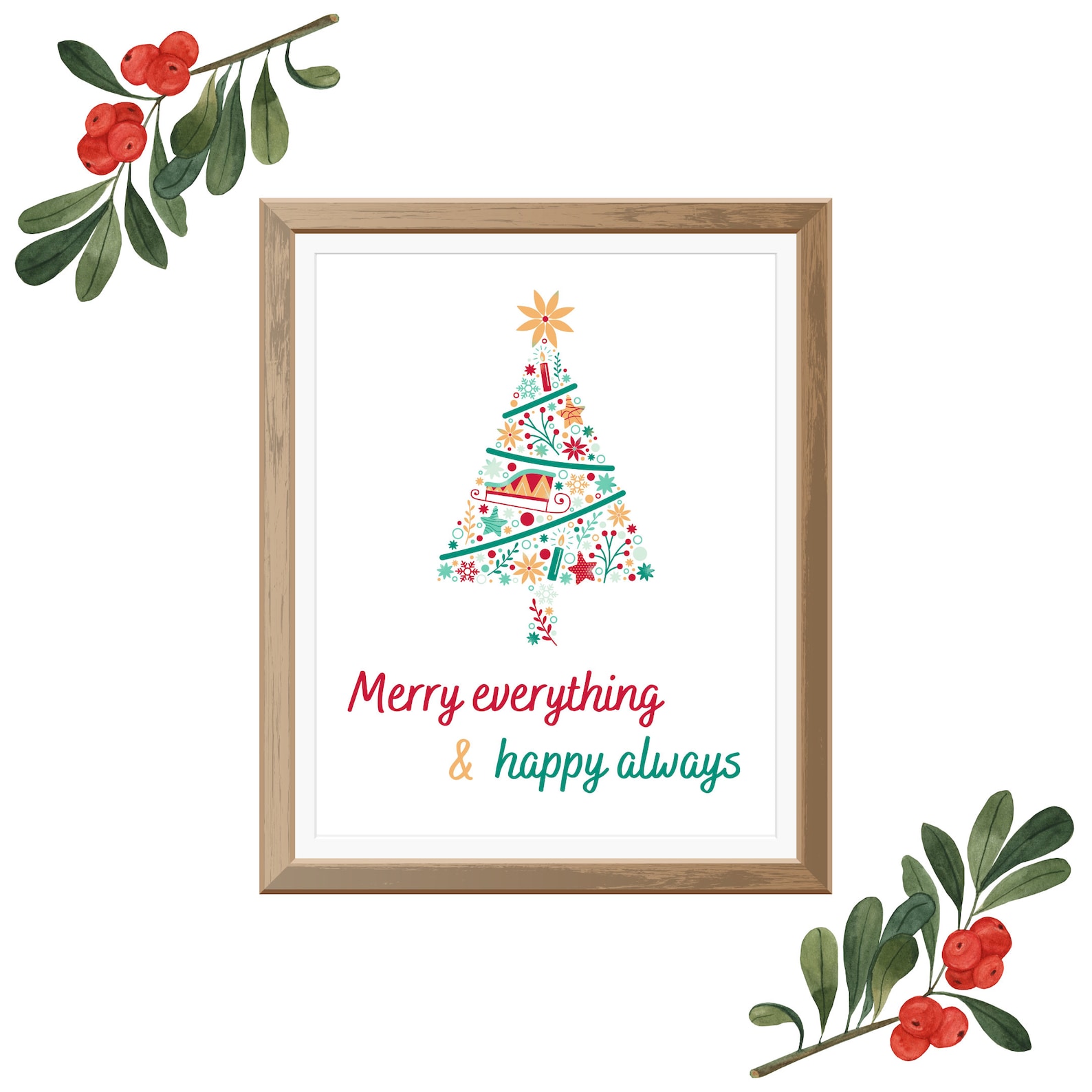Merry Everything Christmas Tree Wall Art Holiday Decor - Etsy