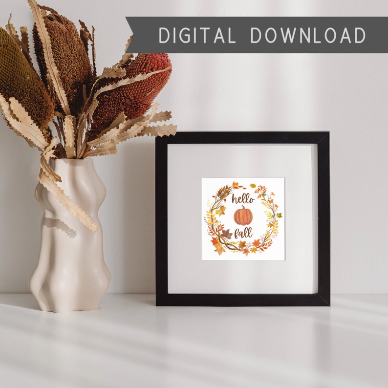 Hello Fall Wall Art, Digital Download, Multiple Sizes, PNG, JPG - Etsy