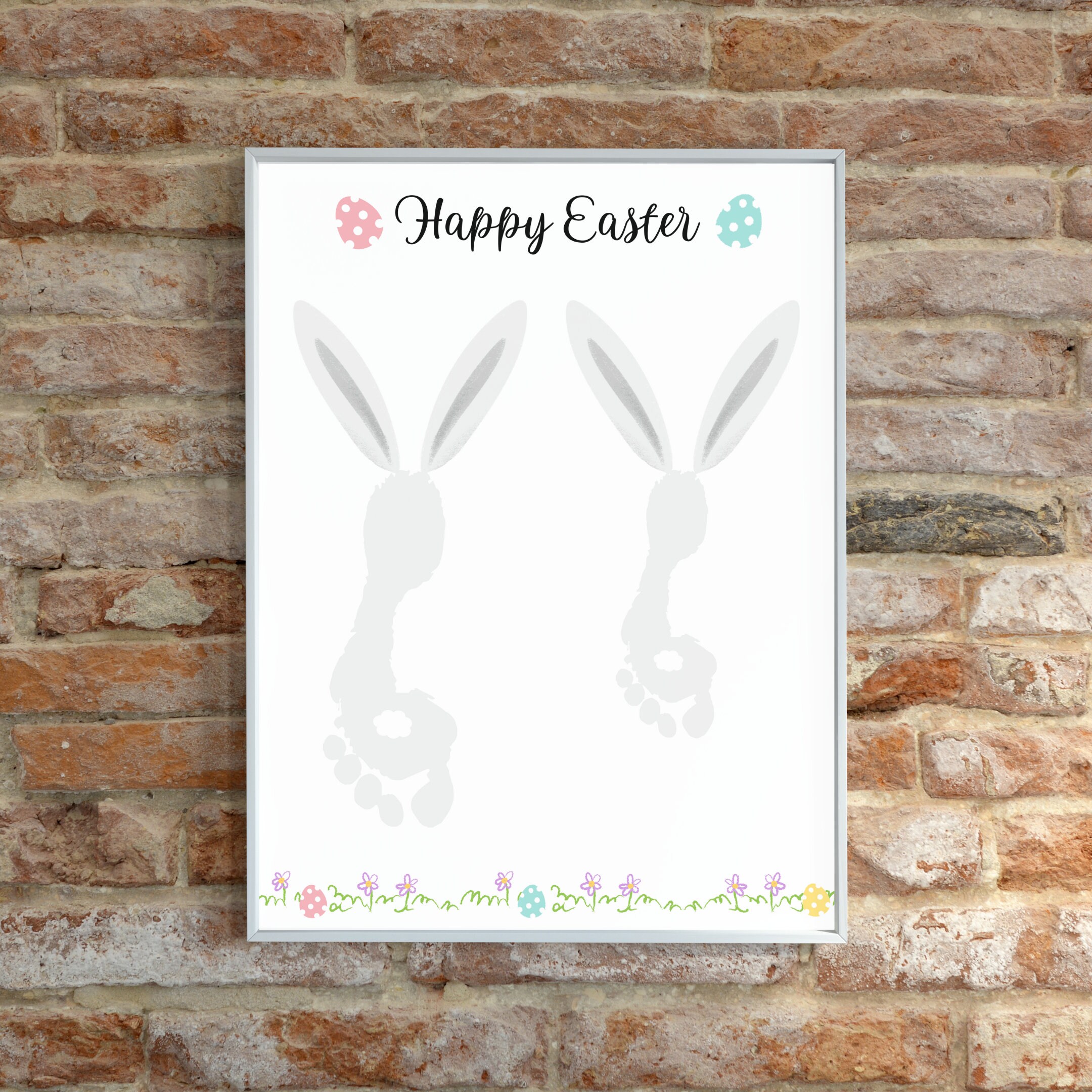 Happy Easter Footprint Art | Easter Bunny Printable Craft Template ...