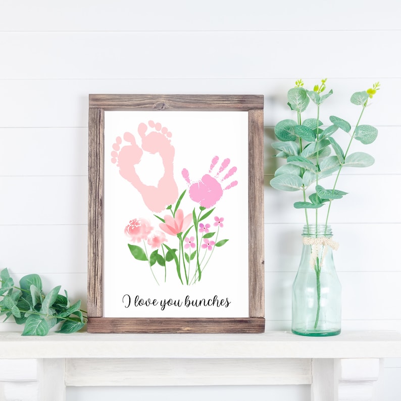 I Love You Bunches Hand Footprint Art | Flower Bouquet Printable Craft ...