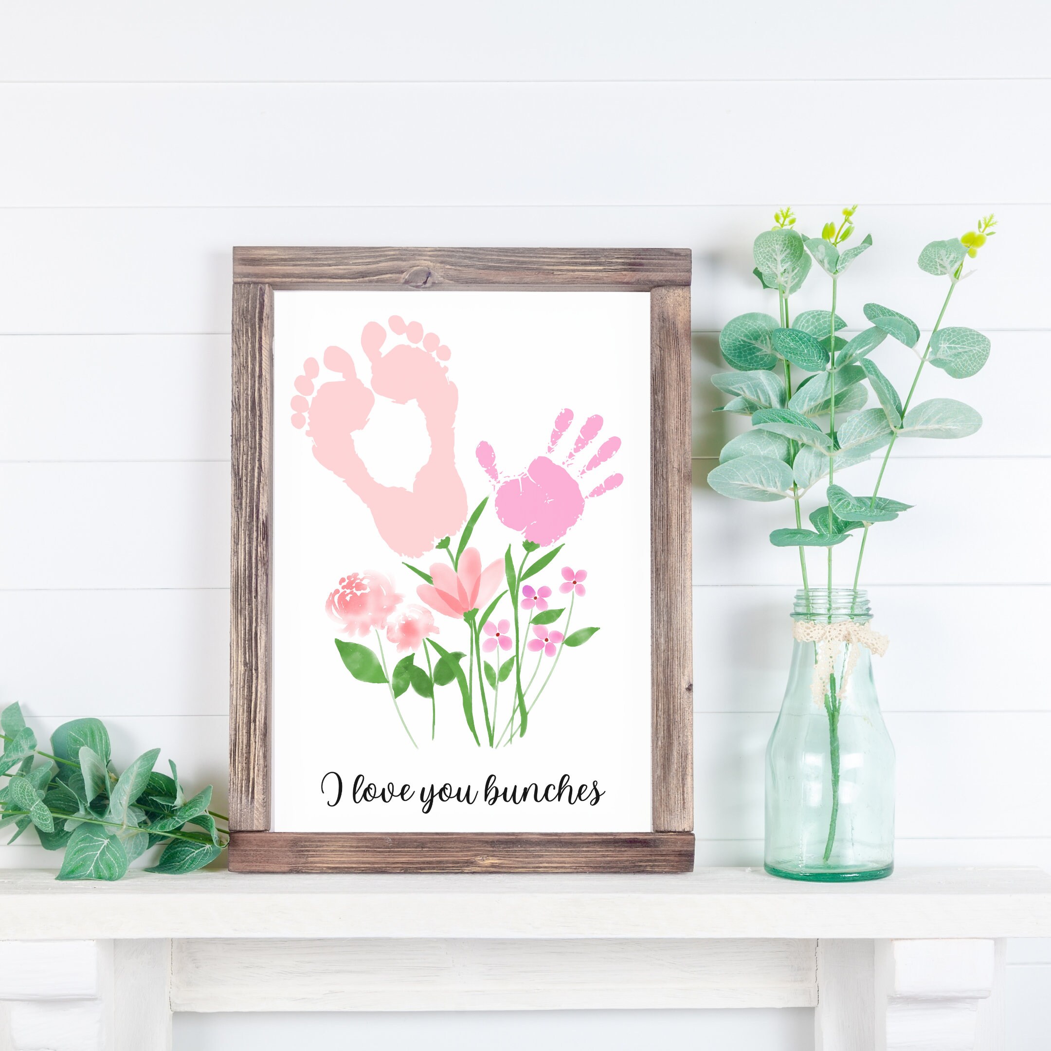 I Love You Bunches Hand Footprint Art | Flower Bouquet Printable Craft ...