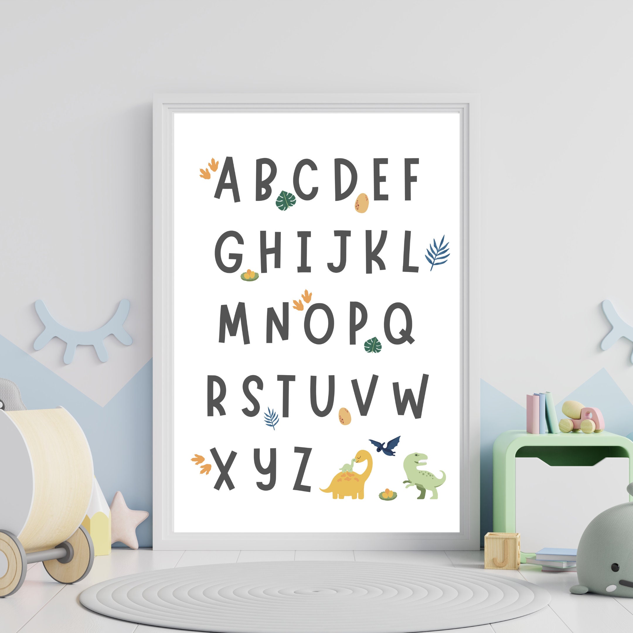 Dinosaur Alphabet Sign Digital Download Dinosaur Nursery Wall Art ...