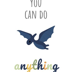 Dinosaur Affirmations Wall Art, Digital Download, Blue, Green, Dinosaur ...