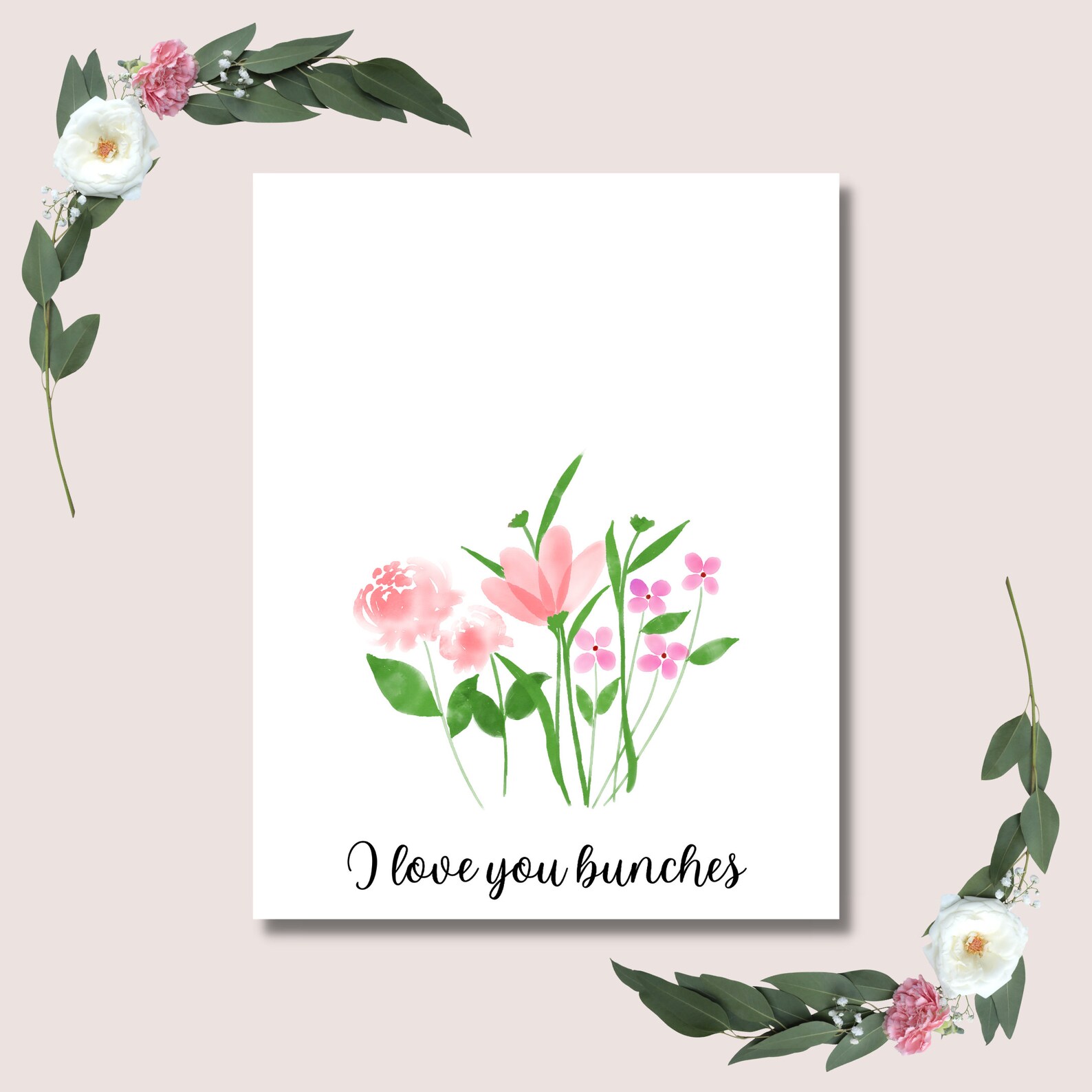 I Love You Bunches Hand Footprint Art | Flower Bouquet Printable Craft ...