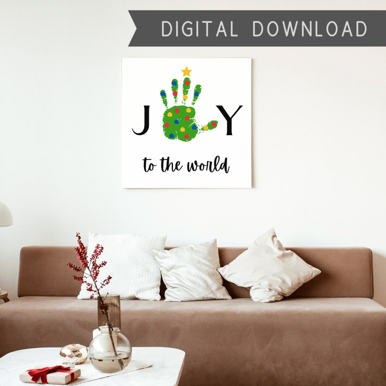 Christmas Handprint Art, Joy to the World Craft, DIY Keepsake, Kids ...