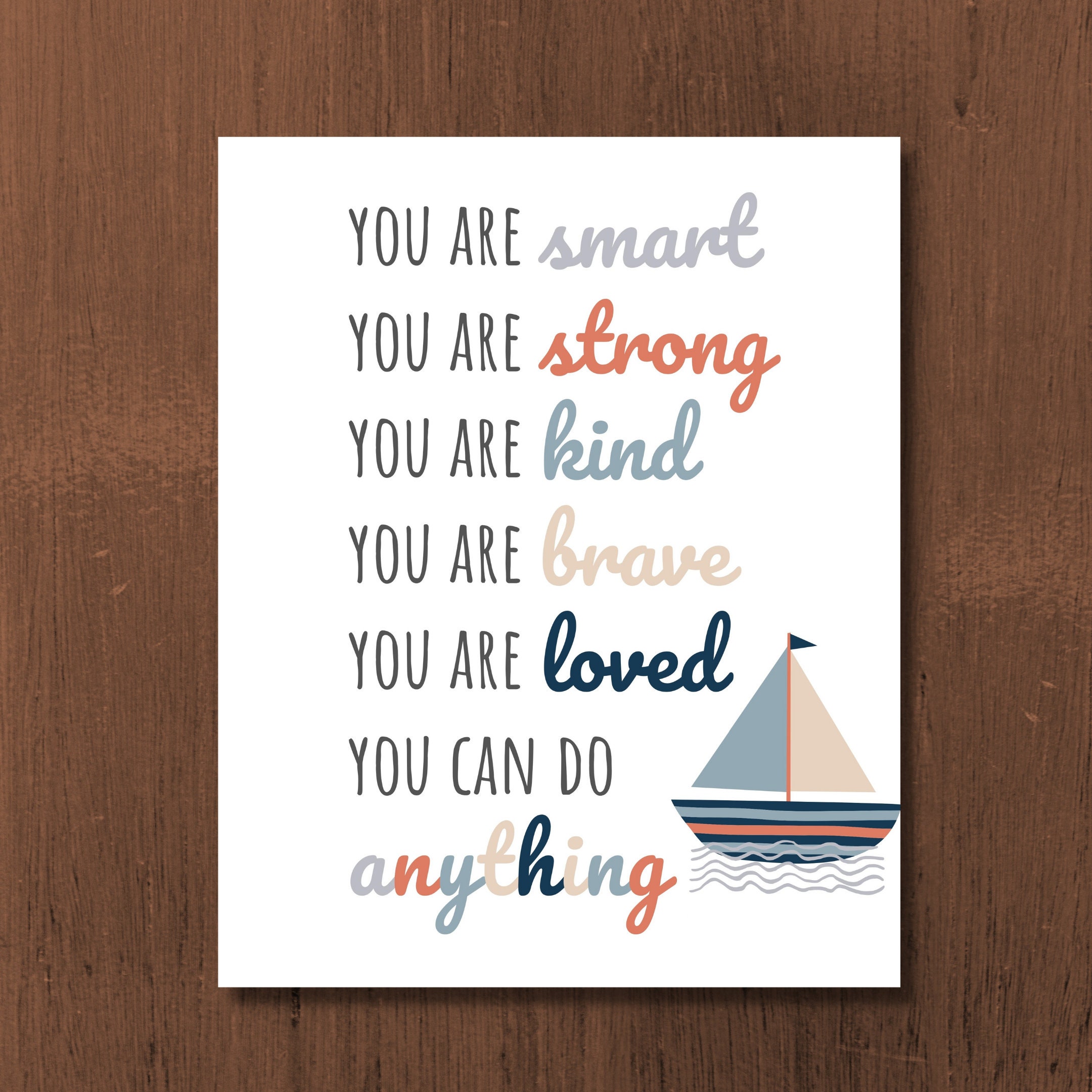 Nautical Affirmations Wall Art, Digital Download, Nursery Decor, Kids ...