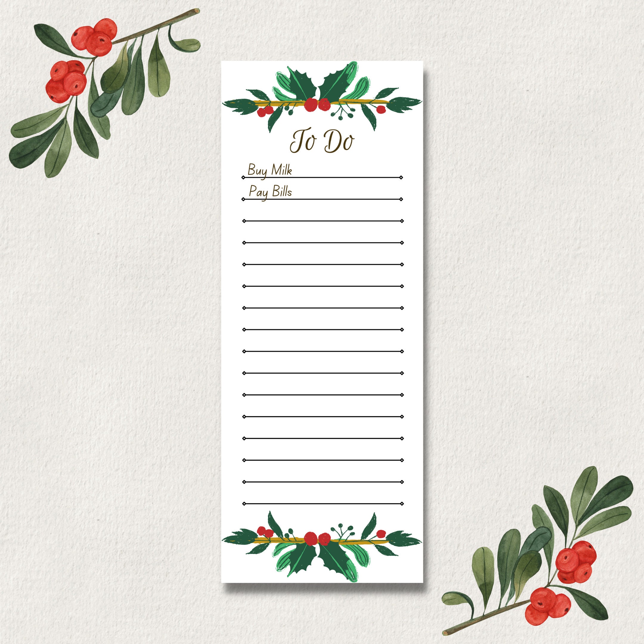 Holiday Themed to Do List, Christmas Organization, Digital Download ...