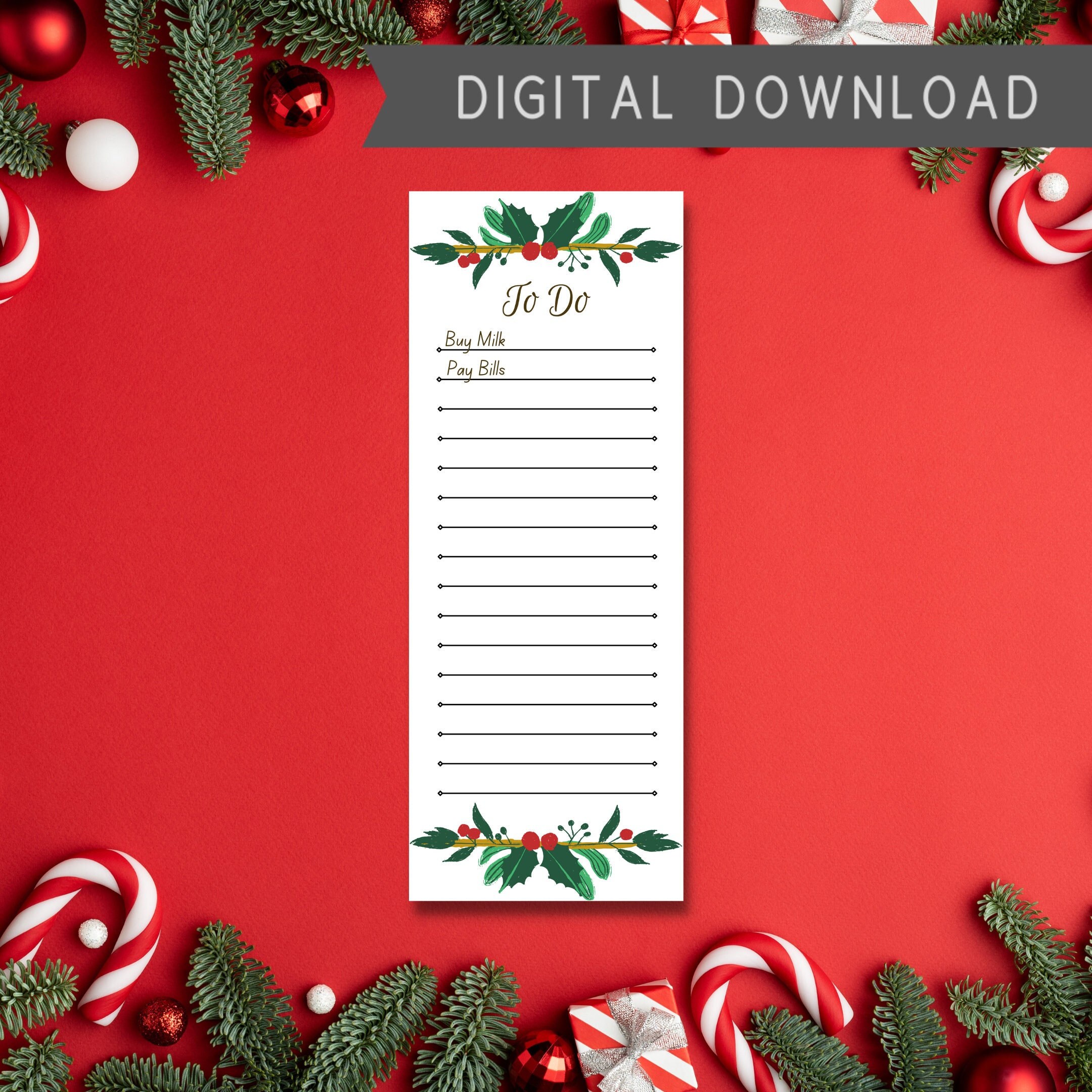 Holiday Themed to Do List, Christmas Organization, Digital Download ...