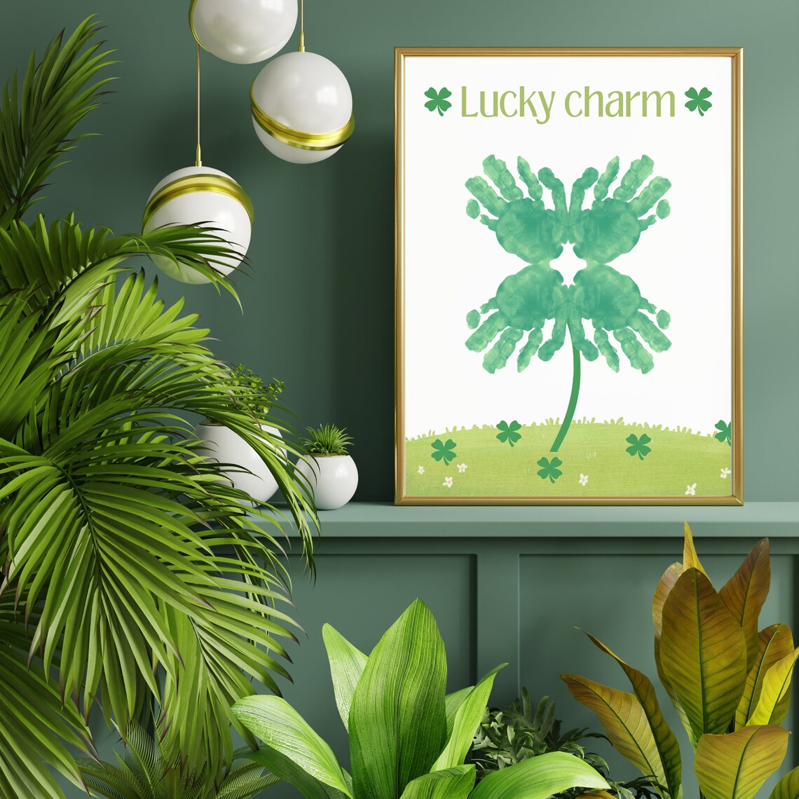 Lucky Charm Handprint Shamrock Art St. Patrick's Day Printable Craft ...